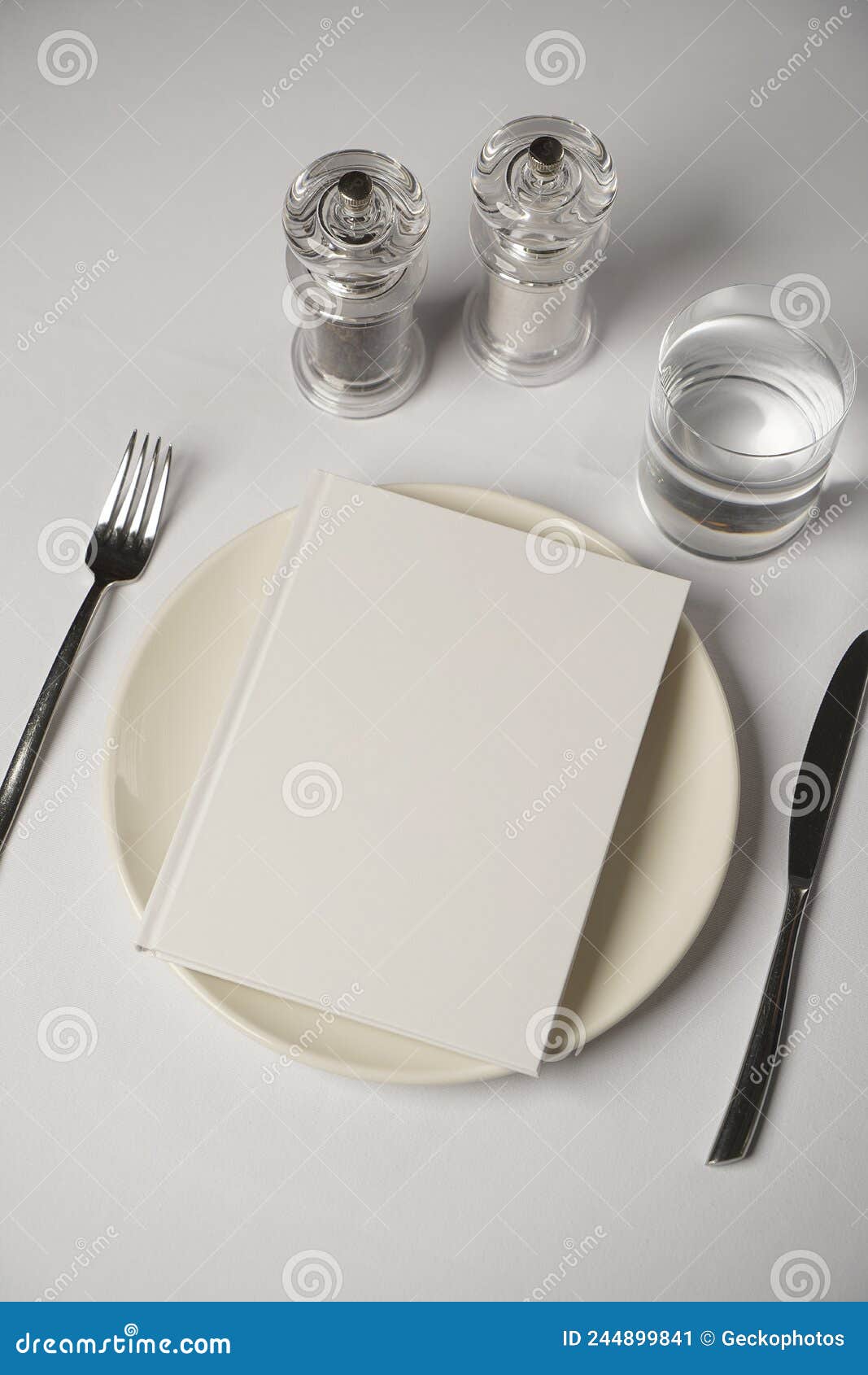 Table Setting with Plate, Knife and Fork, Top View Stock Image - Image ...
