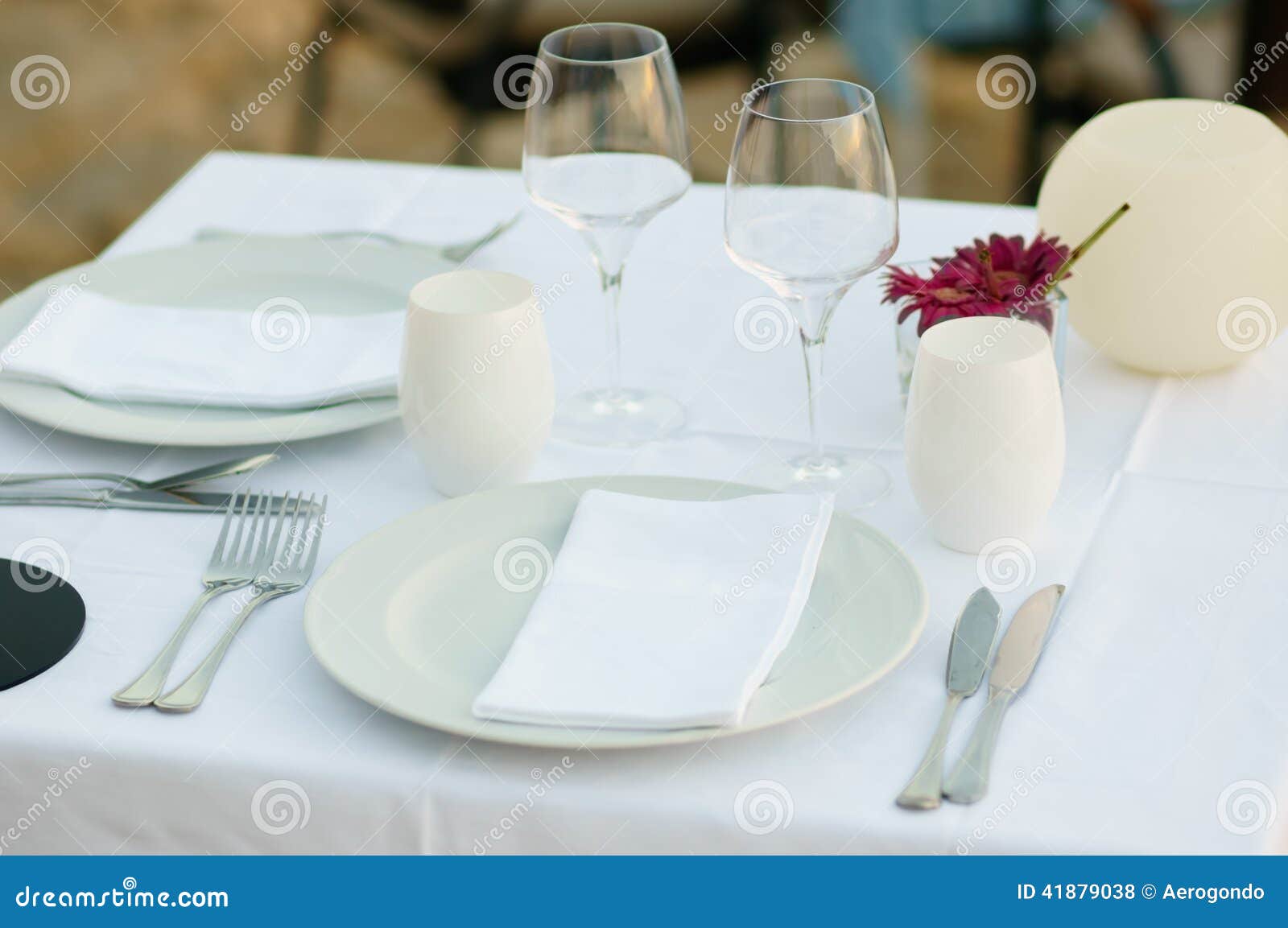 Table Setting Prepared for Lunch Stock Photo - Image of chairs, dinning ...