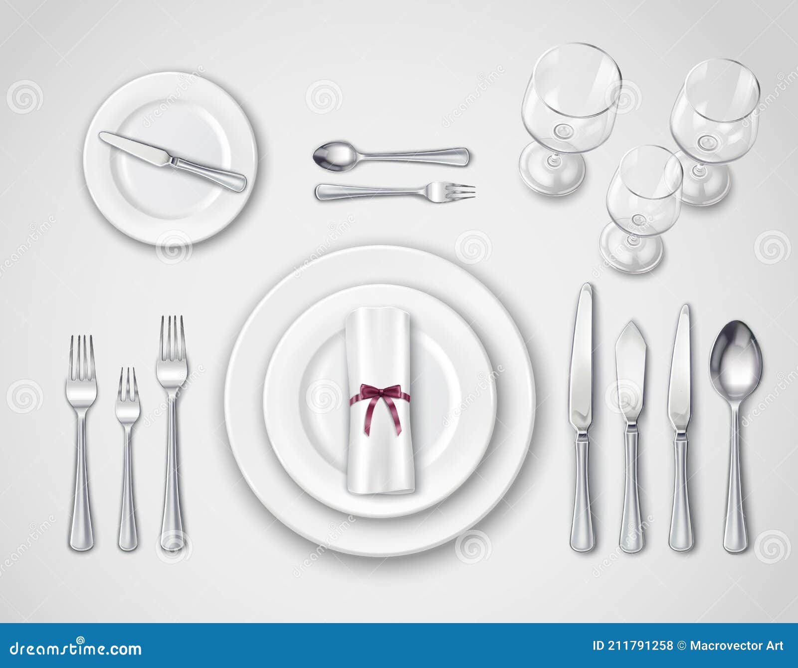 Table Setting Realistic Top View Stock Vector - Illustration of pattern ...