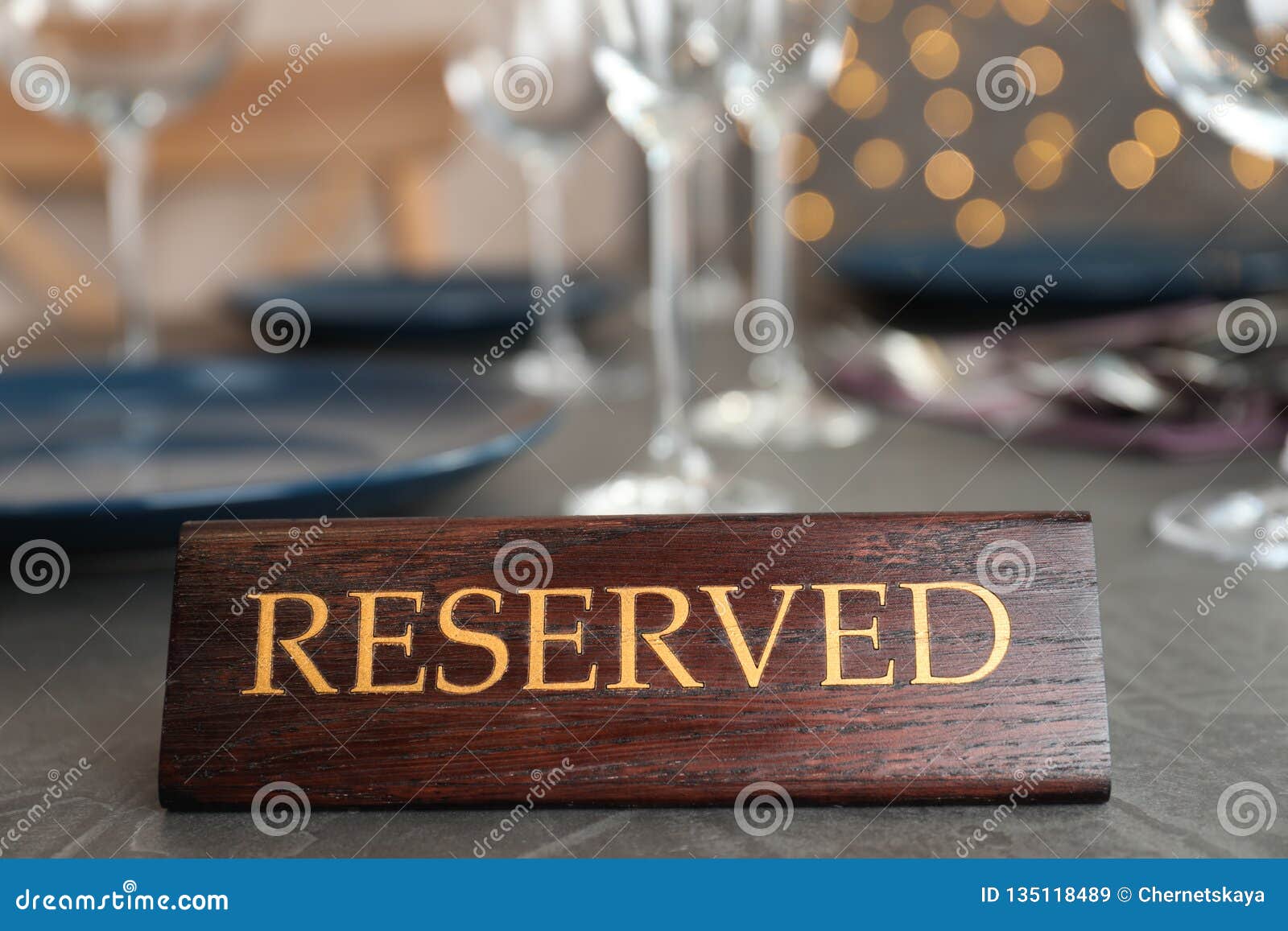Table Setting with RESERVED Sign Stock Image - Image of meal, sign ...