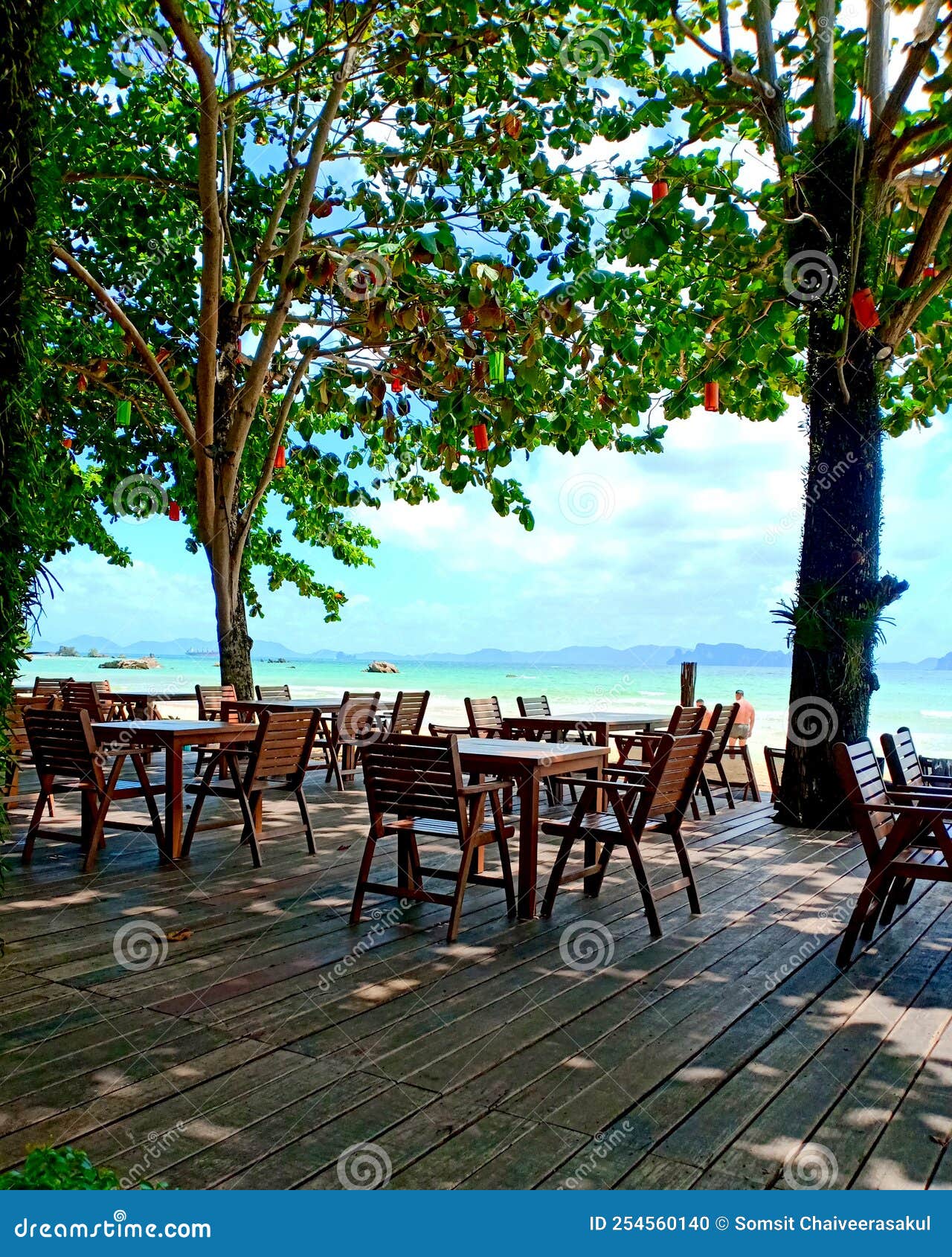 Table Setting in a Restaurant on the Beach Stock Photo - Image of glass ...