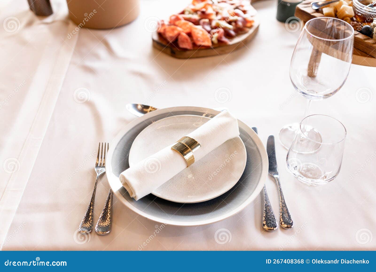 Table Setting in a Restaurant at a Birthday Party, a Wedding, a Plate ...