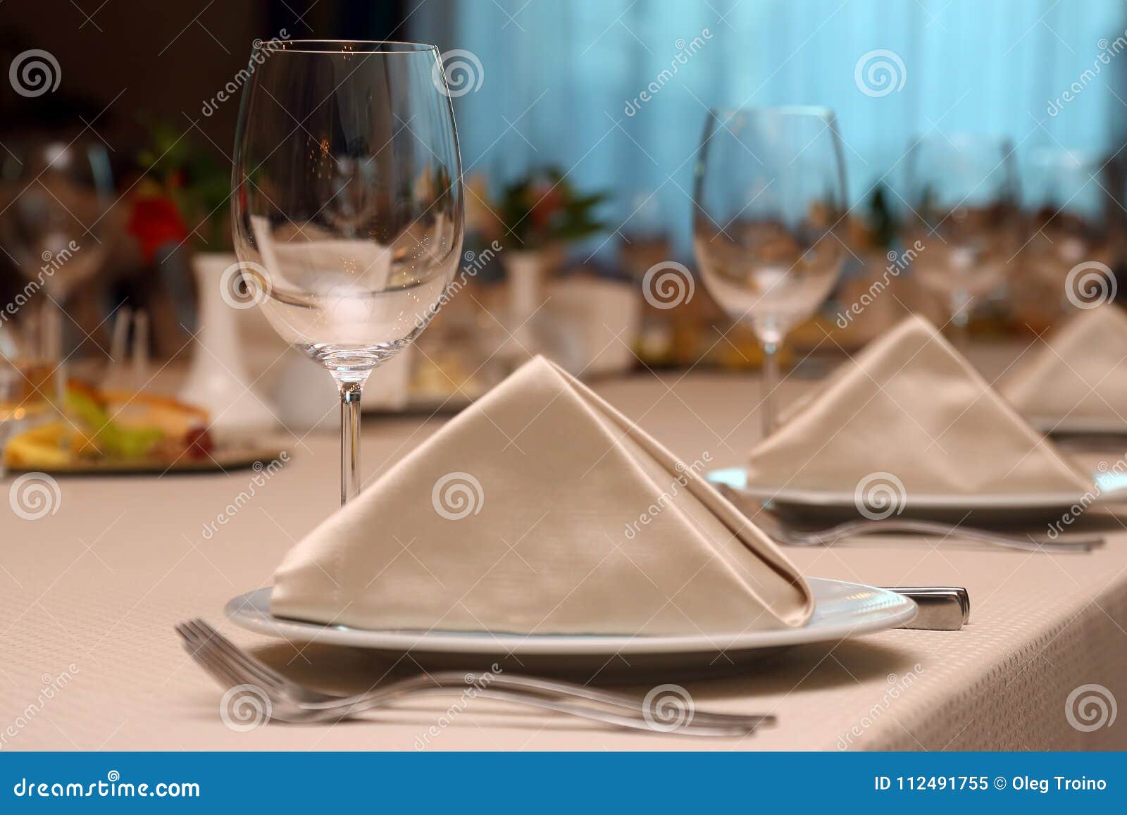 Table Setting in Restaurant Close Up Stock Image - Image of spoon ...