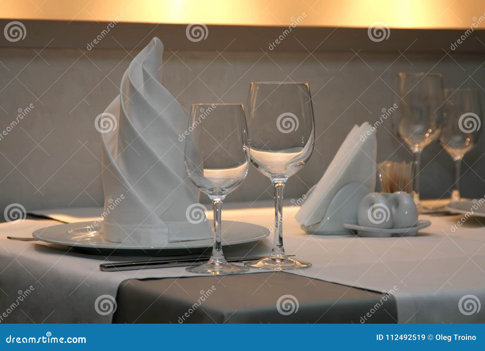 Table Setting in Restaurant Close Up Stock Image - Image of setting ...