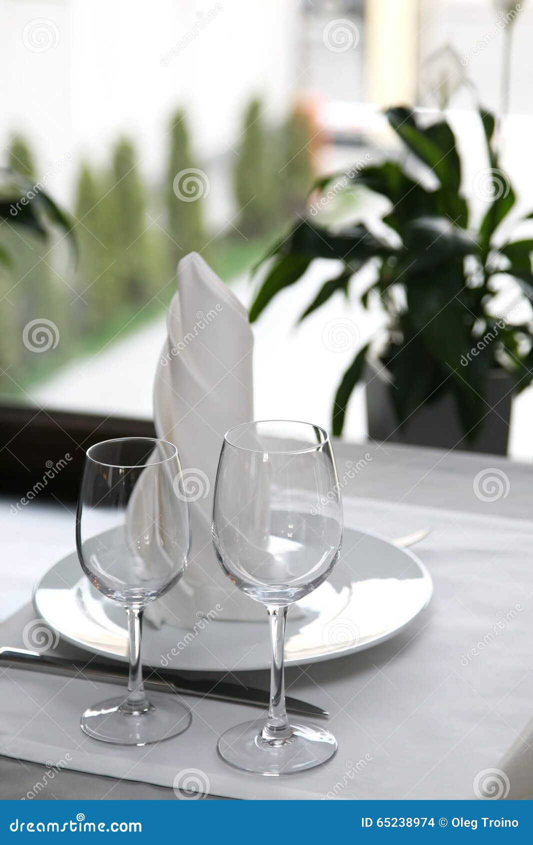Table Setting in Restaurant Cutlery Near the Window Stock Photo - Image ...
