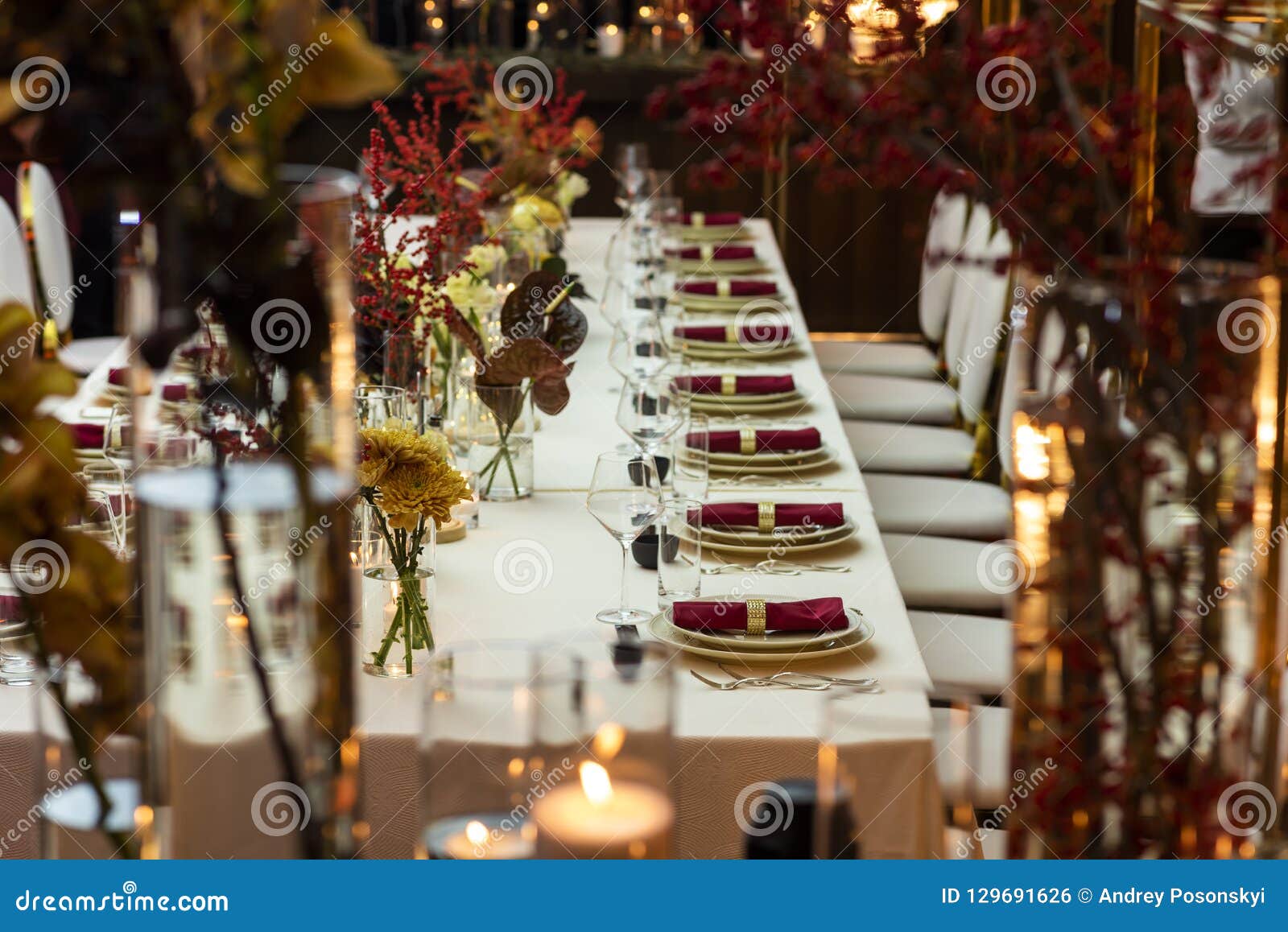 Table Setting in a Restaurant Decorated Stock Photo - Image of ...
