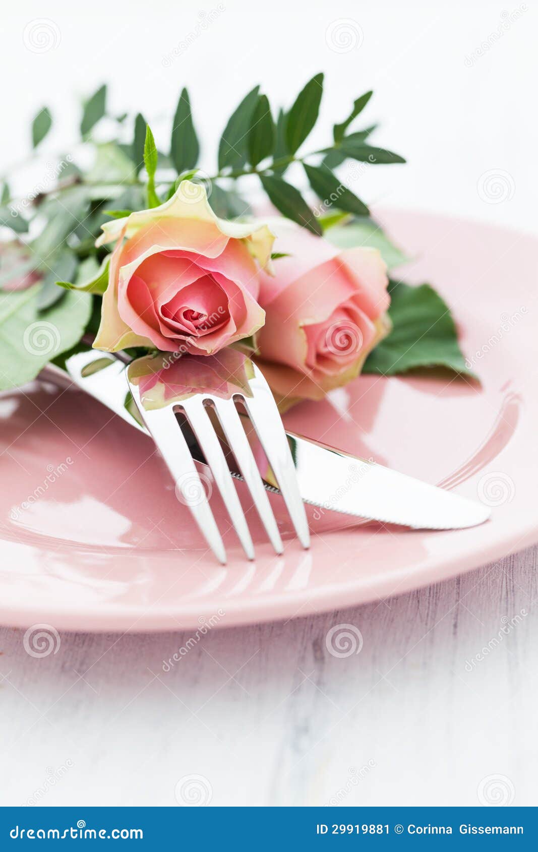 Table setting with roses stock image. Image of dinner - 29919881
