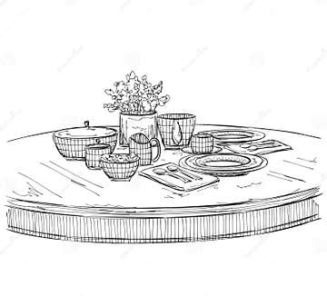 Table Setting Set. Weekend Breakfast or Dinner Stock Vector ...