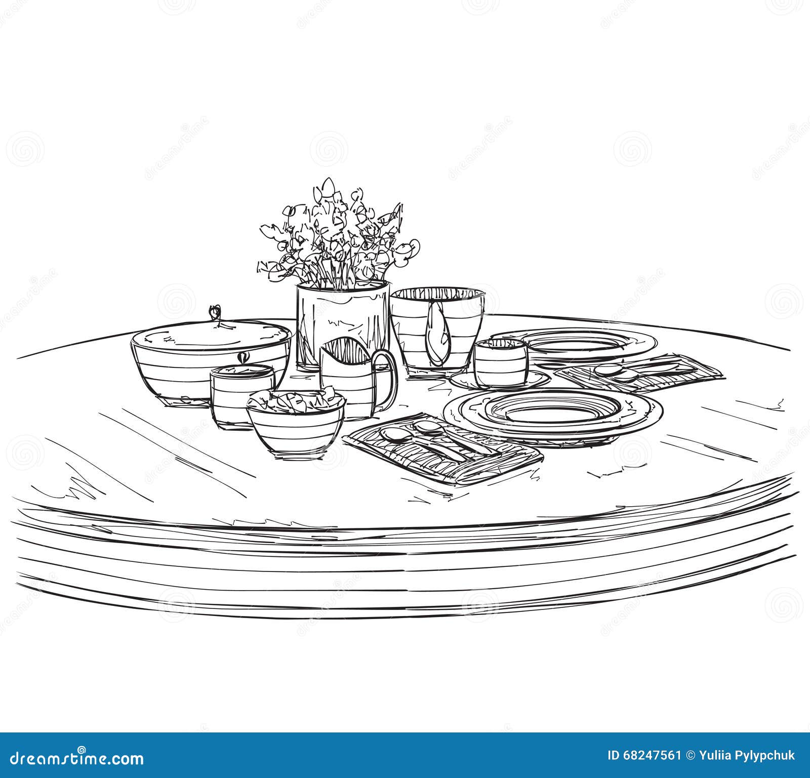 Table Setting Set. Weekend Breakfast or Dinner Stock Vector ...