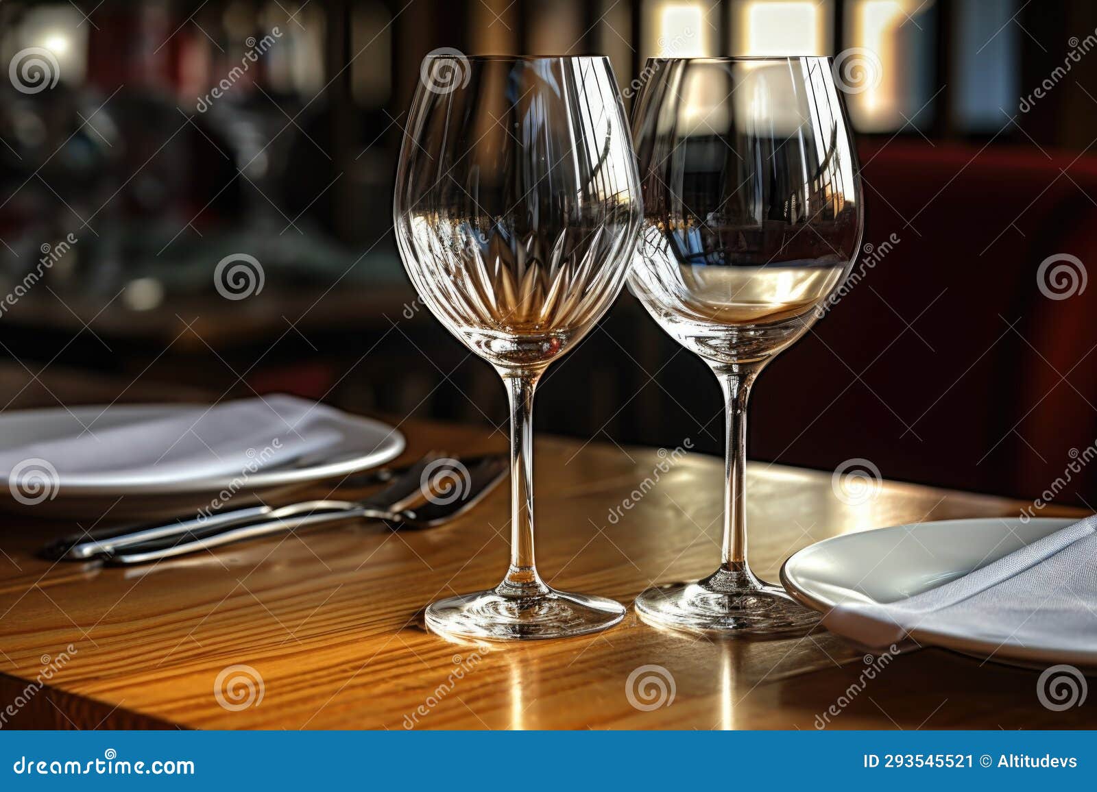A Table Setting Showing a Basic Wine Glass and a Crystal Wine Glass ...