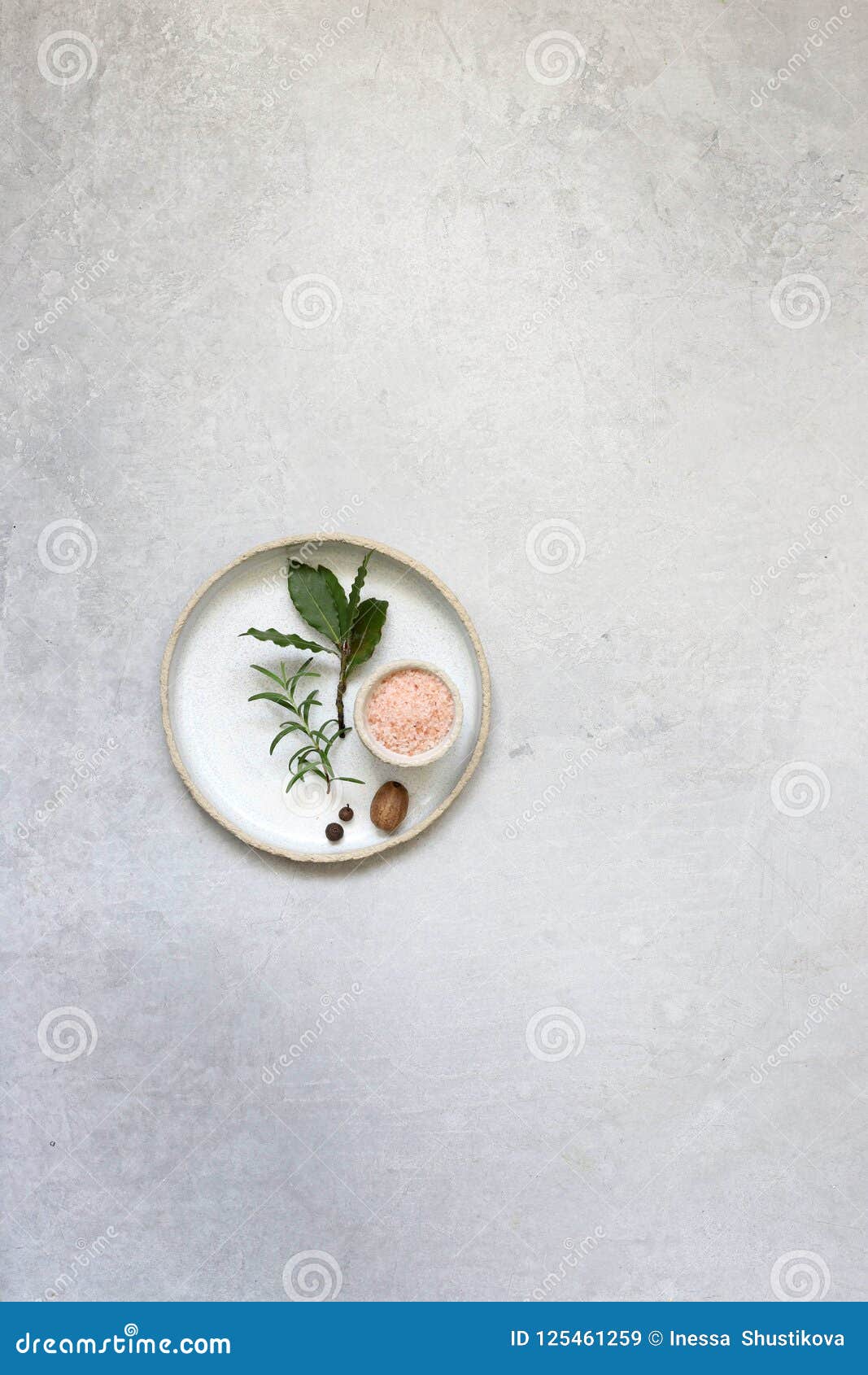 Table Setting with Spices and Fresh Herbs Stock Image - Image of meal ...
