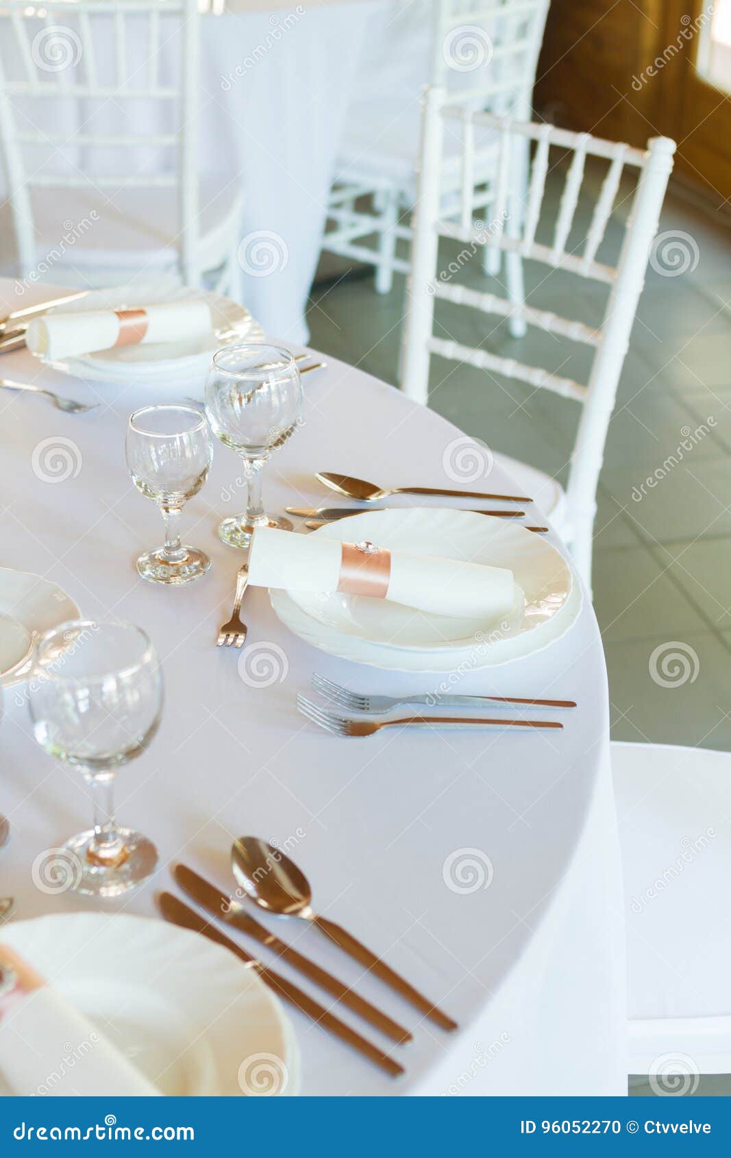 Table Setting with Spoon, Knife, Plates and Glass Stock Photo - Image ...