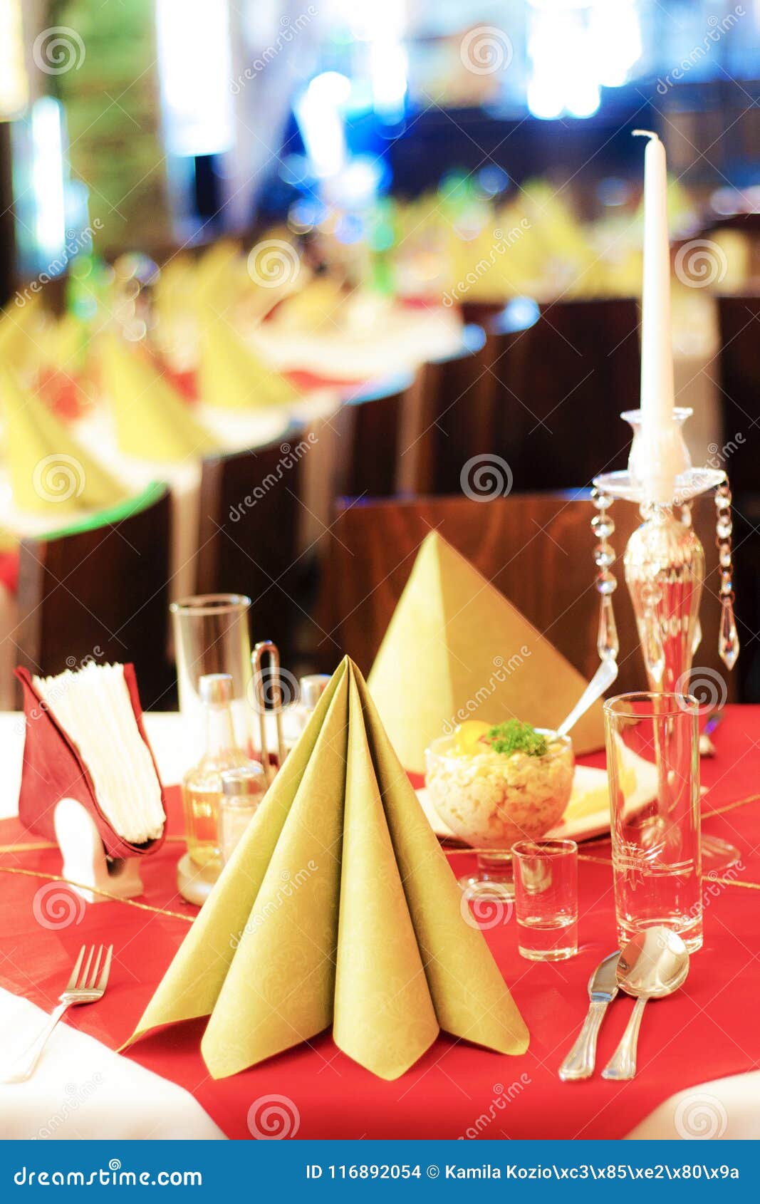 Table Setting for a Sumptuous Evening Dinner. Stock Photo - Image of ...