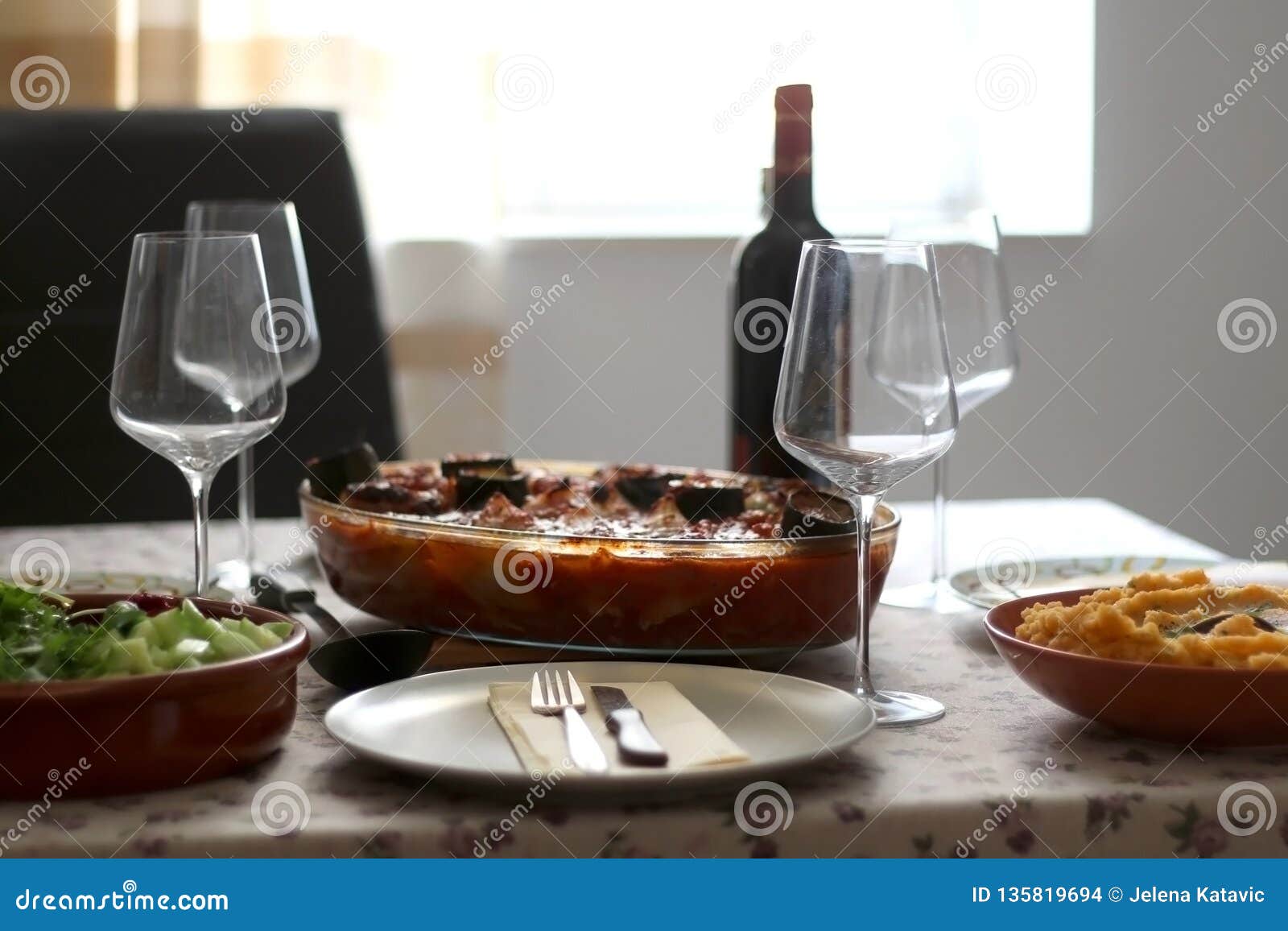 Table Setting stock photo. Image of portion, meal, plate - 135819694