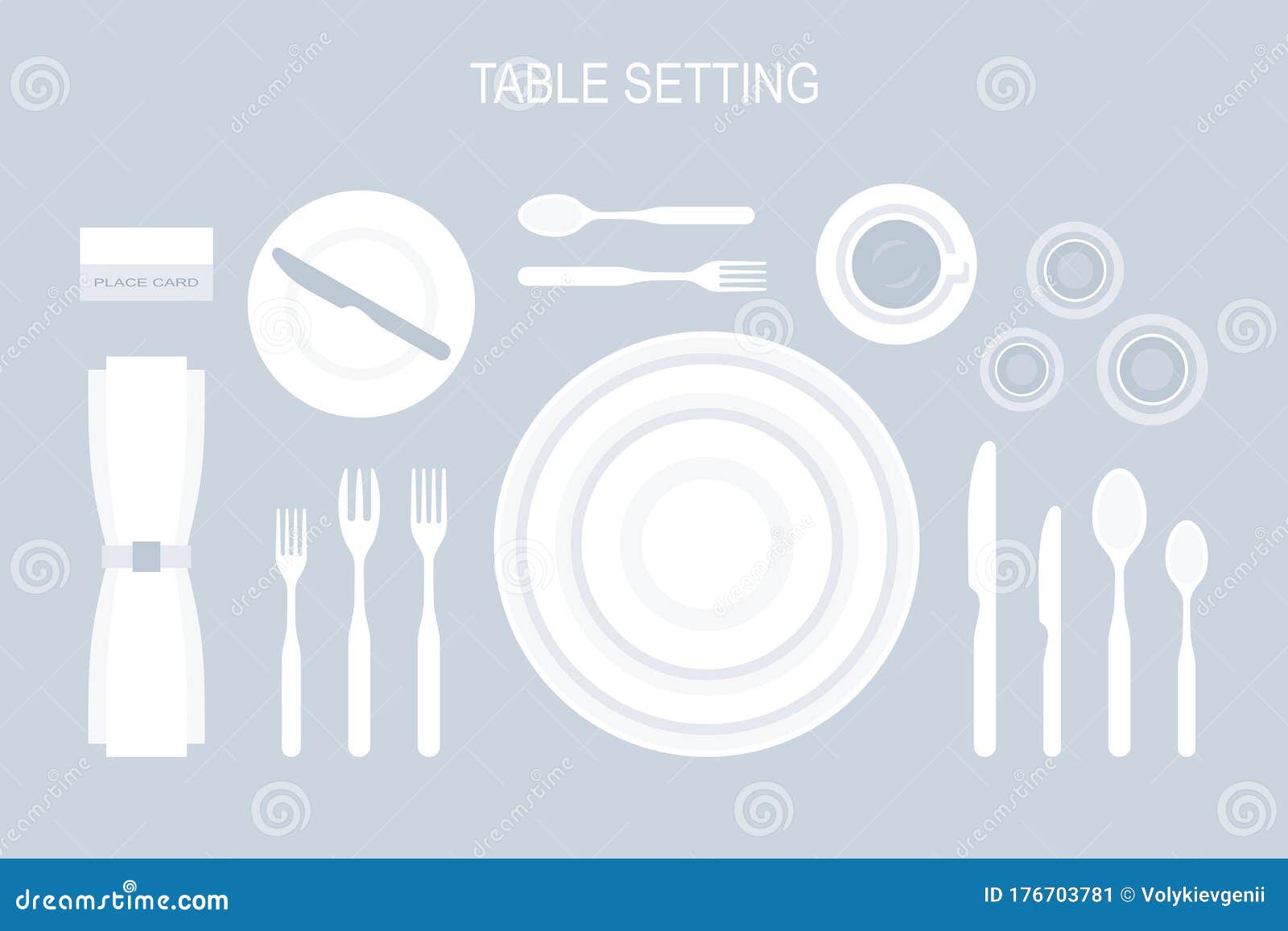 Table setting stock vector. Illustration of food, service - 176703781