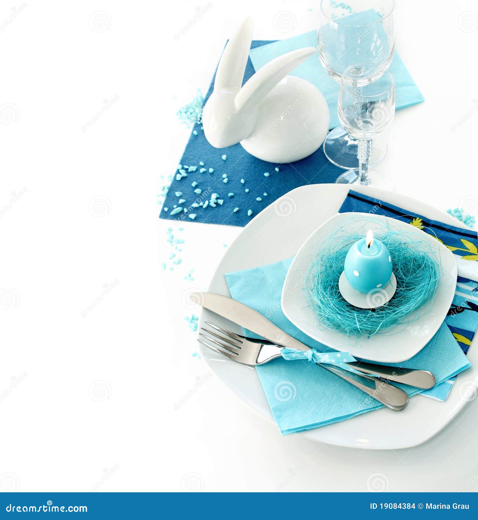 Table Setting in Turquoise Color-1 Stock Photo - Image of romantic ...