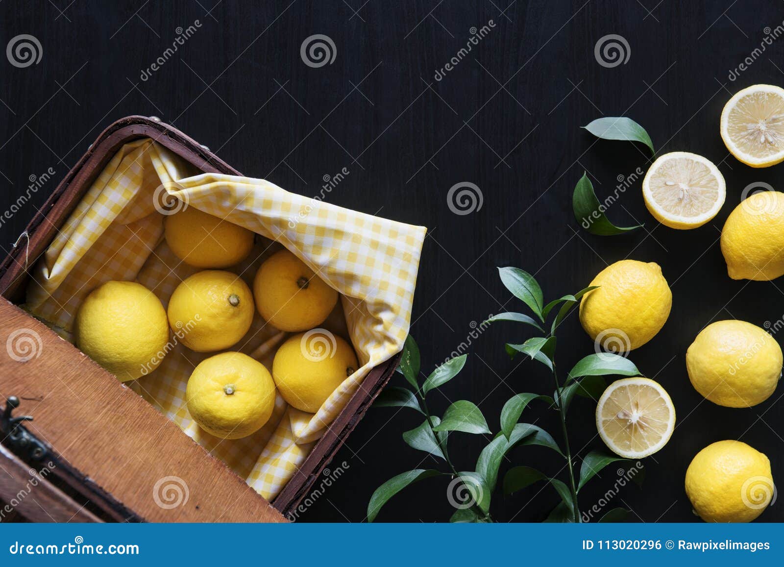 Table Setting with Variety Shape of Lemons and Lemons Leaves Stock ...
