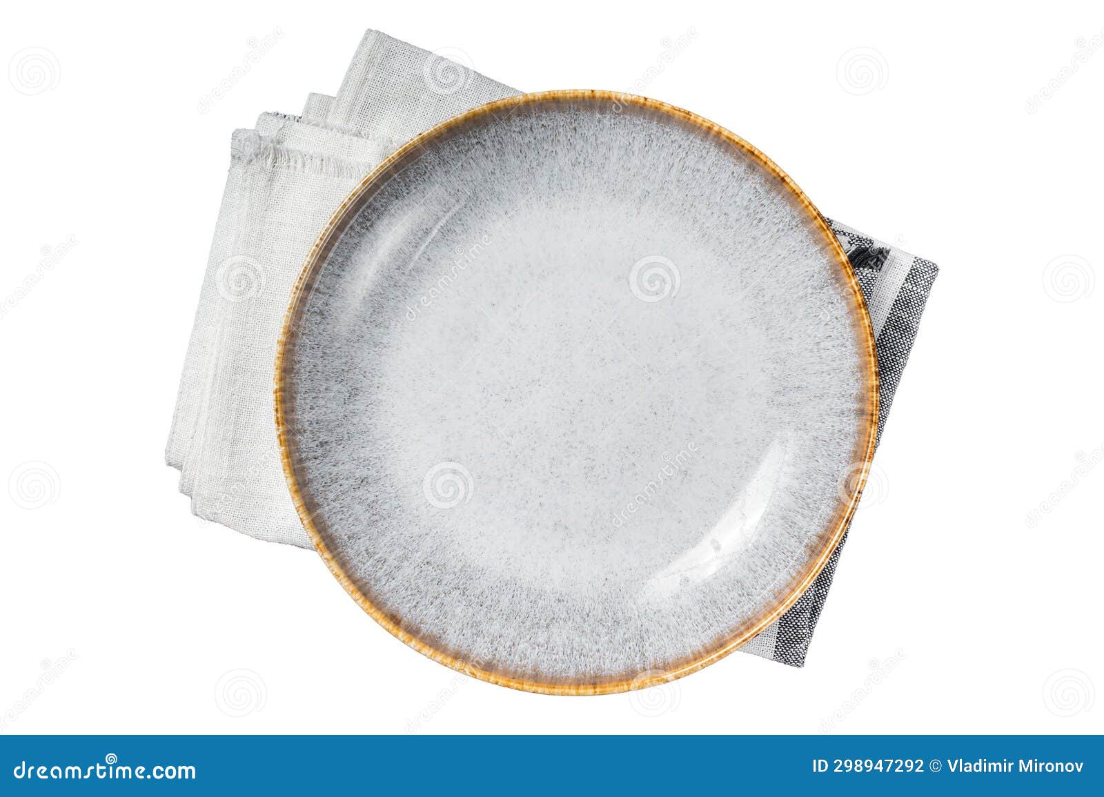 Table Setting with Vintage Empty White Plate on Rustic Wood. Isolated ...