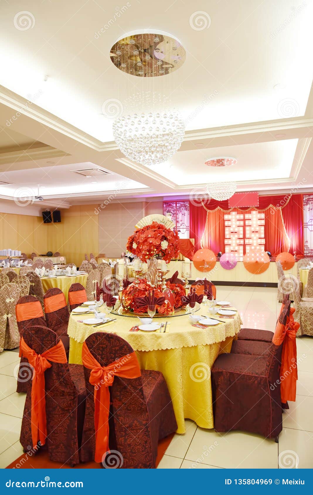 Table Setting in Wedding Banquet Stock Image - Image of table, meeting ...