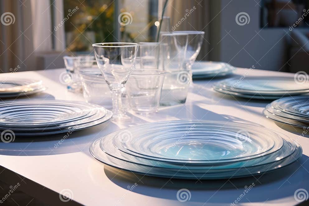 Table Setting with White Plates Stock Illustration - Illustration of ...