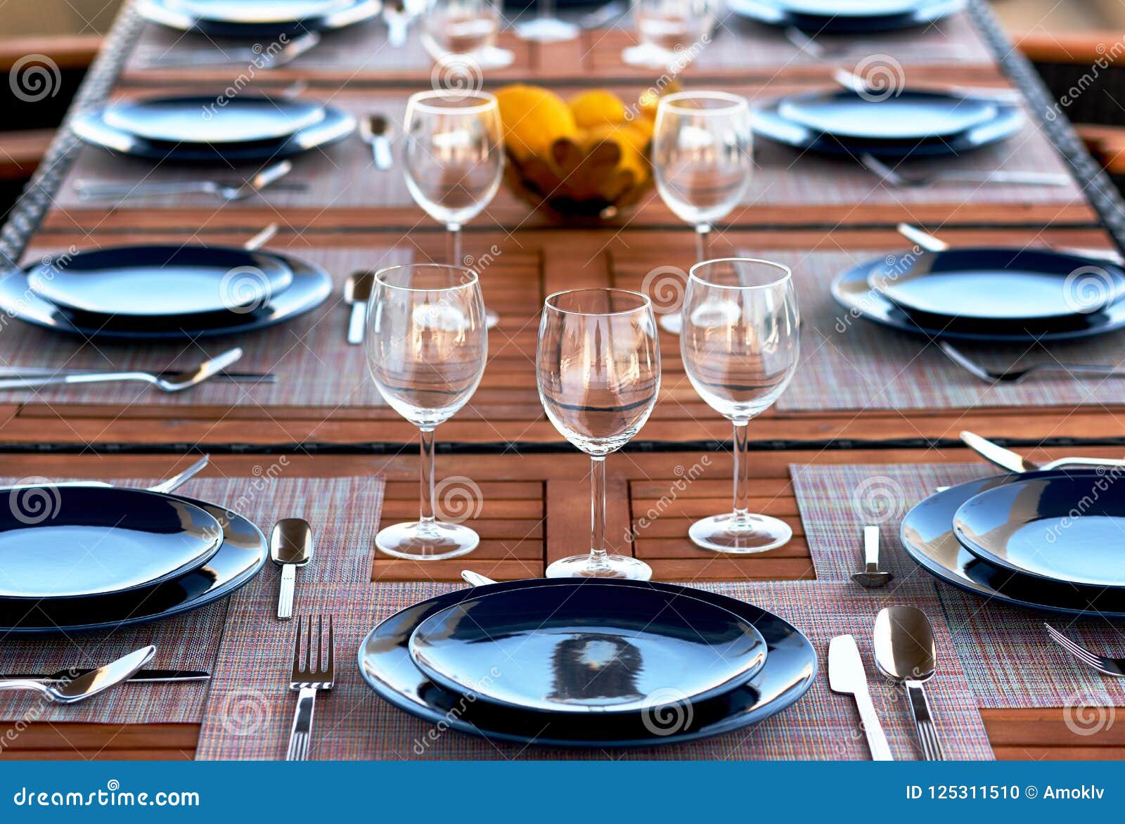 Table Setting with a Wine Glasses, Cutlery and Plates Stock Photo ... Table Setting with a Wine Glasses, Cutlery and Plates Stock Photo ...