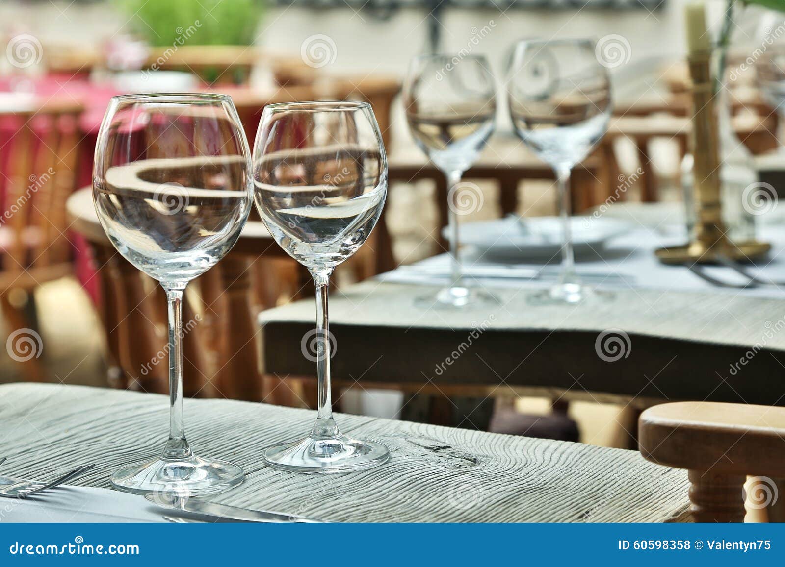 Table Setting with Wine Glasses. Stock Photo - Image of plate ...