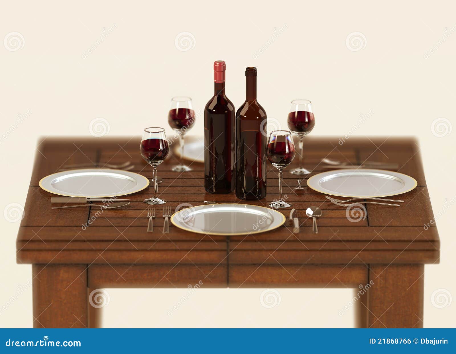 Table setup with red wine stock illustration. Illustration of celebrate ...