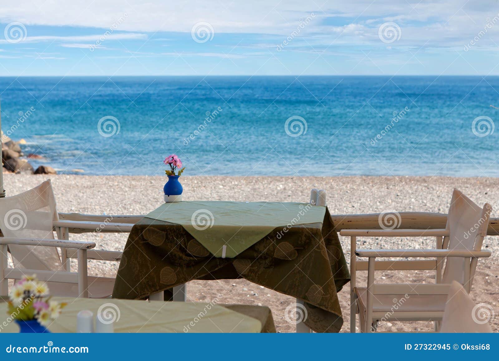 Table on the Shore of the Sea Stock Image - Image of outdoors, seat ...