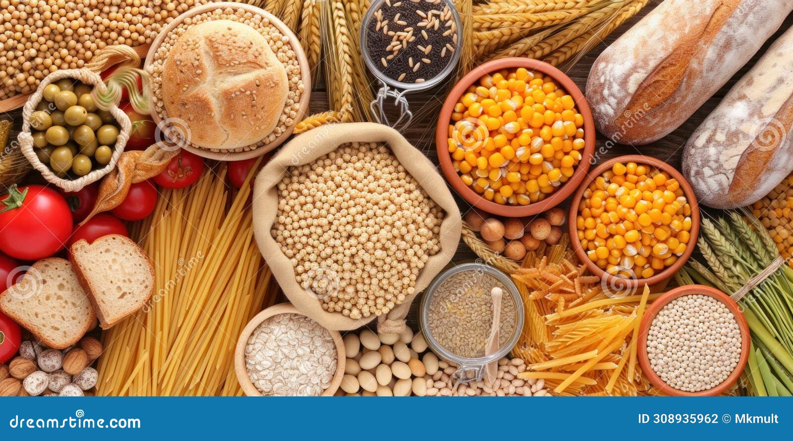 Abundance of Various Foods Displayed on Table Stock Photo - Image of ...