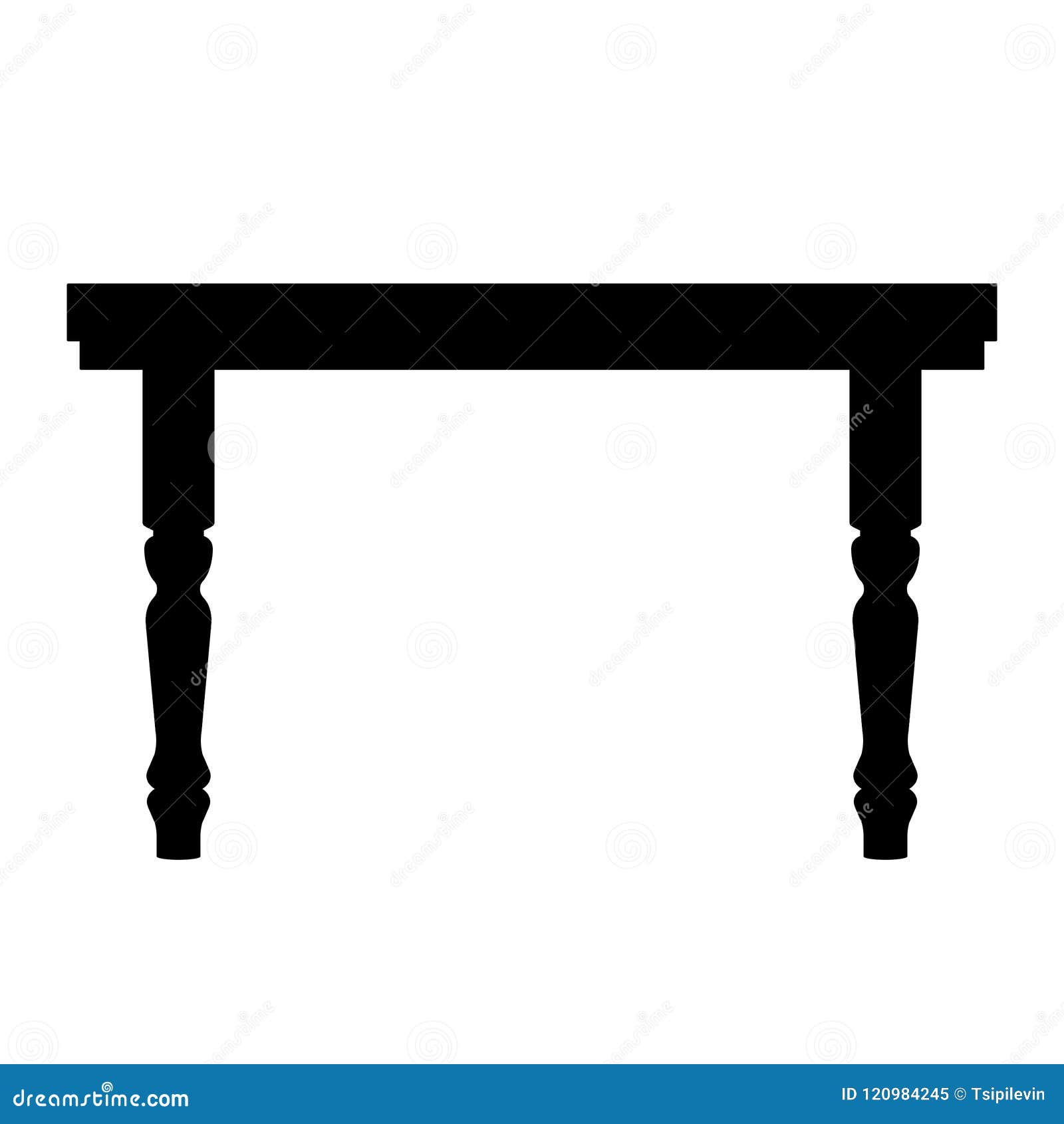 Table Silhouette on White Background Stock Illustration - Illustration ...