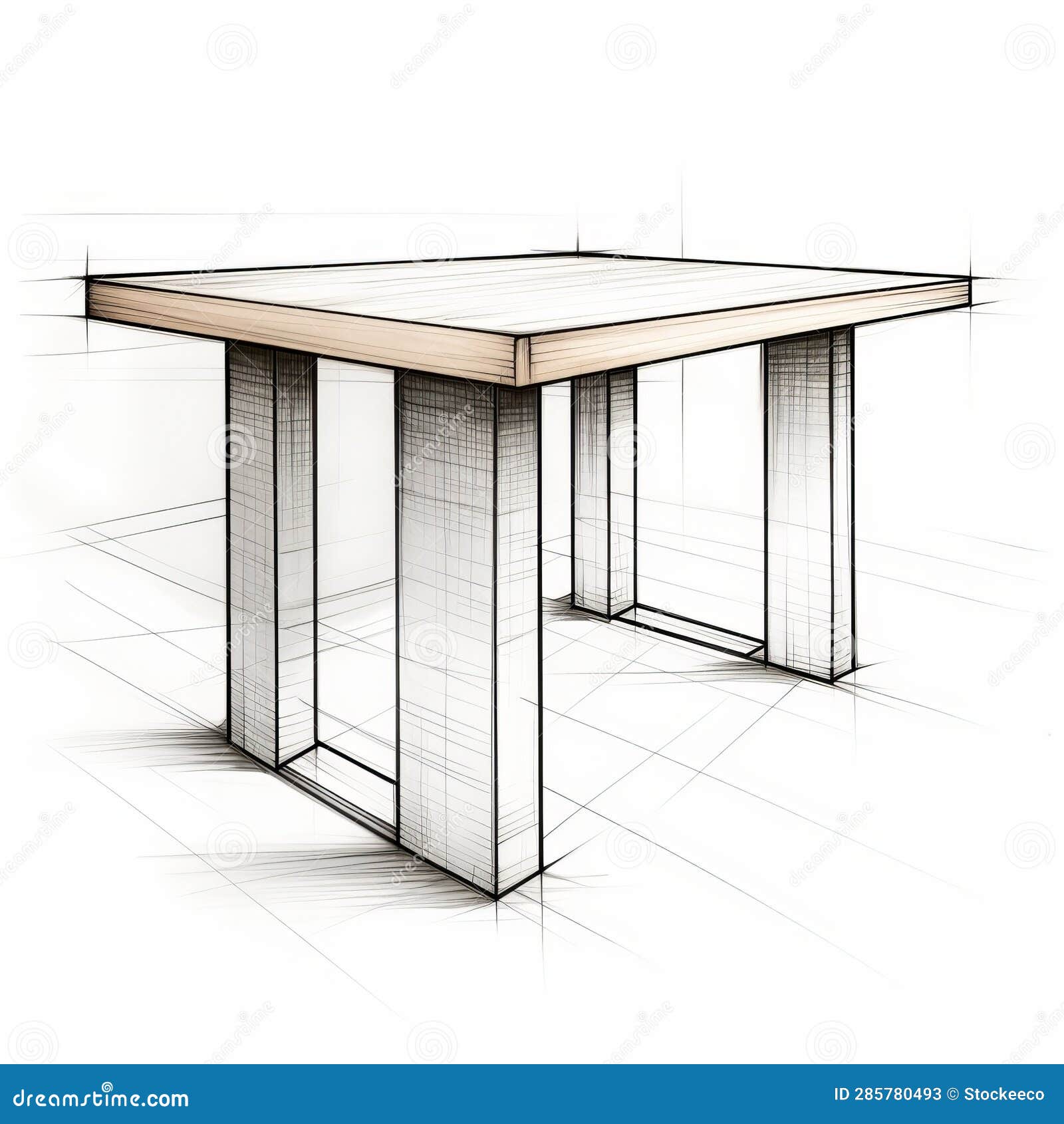 Modern Geometric Wooden Table: Multidimensional Shading and Precise ...
