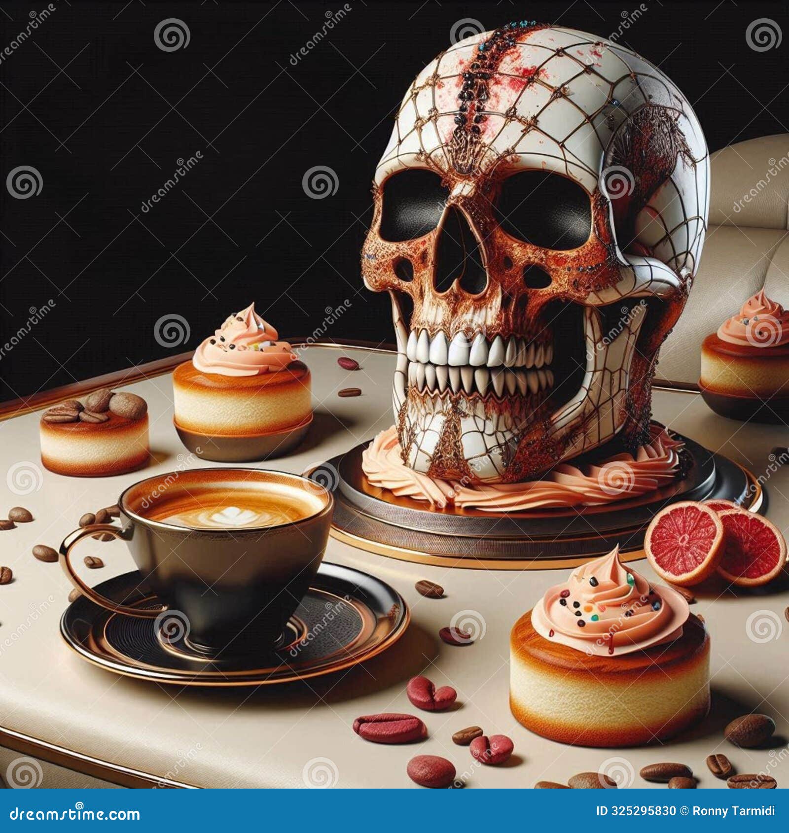 Cups And Cakes Line Illustrations Set. Hand Drawn Sweets And Coffee ...