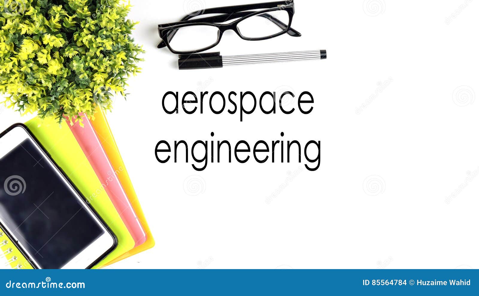 Table Space on Top View with Word `AEROSPACE ENGINEERING` Stock Photo ...