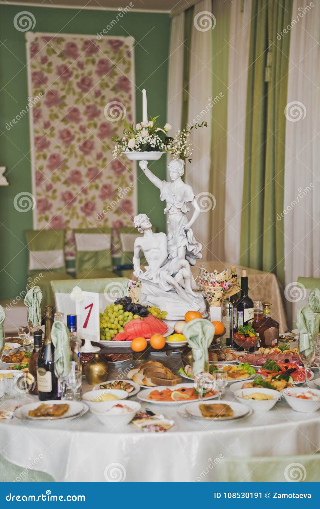 Table with Statues Made from Plaster 7807. Stock Image - Image of wood ...