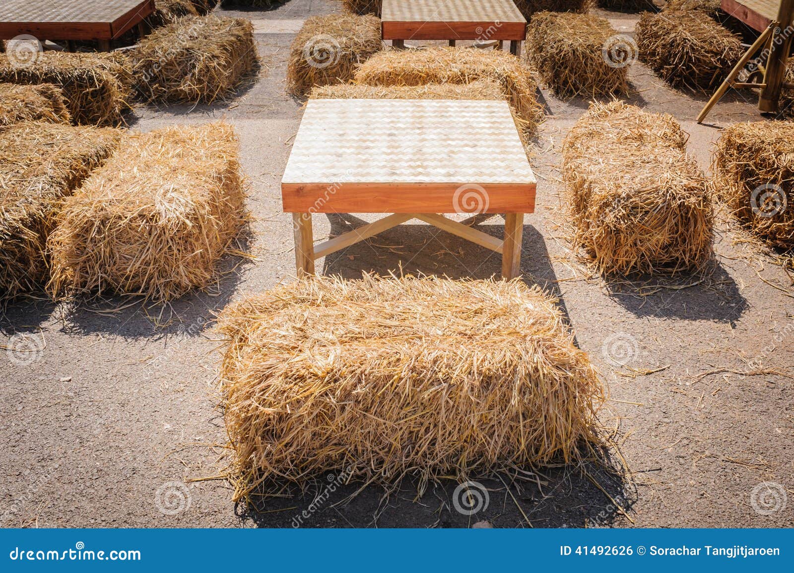 Table and straw chair. stock photo. Image of dinner, harvest - 41492626