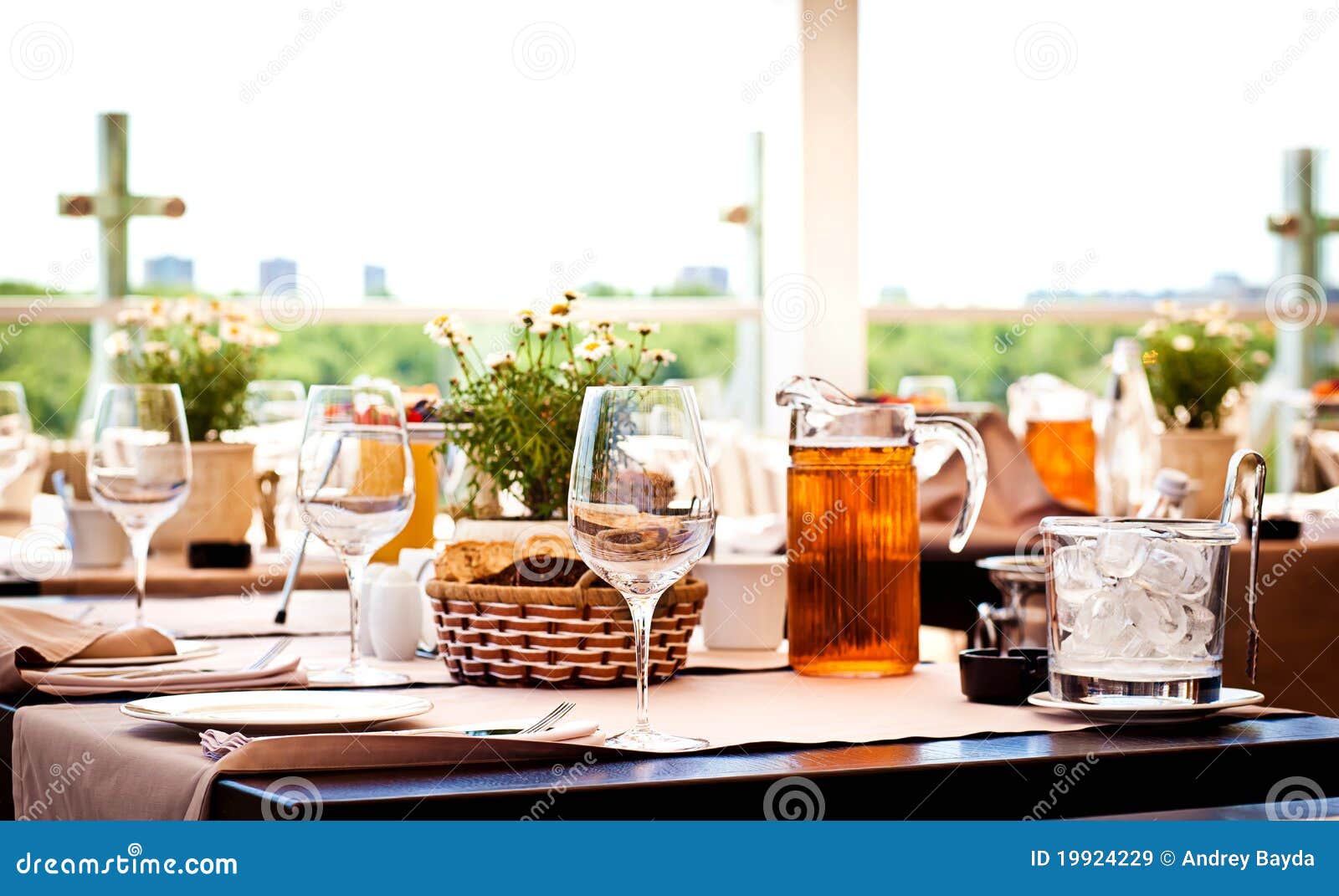 Table at summer terrace stock image. Image of glass, pair - 19924229