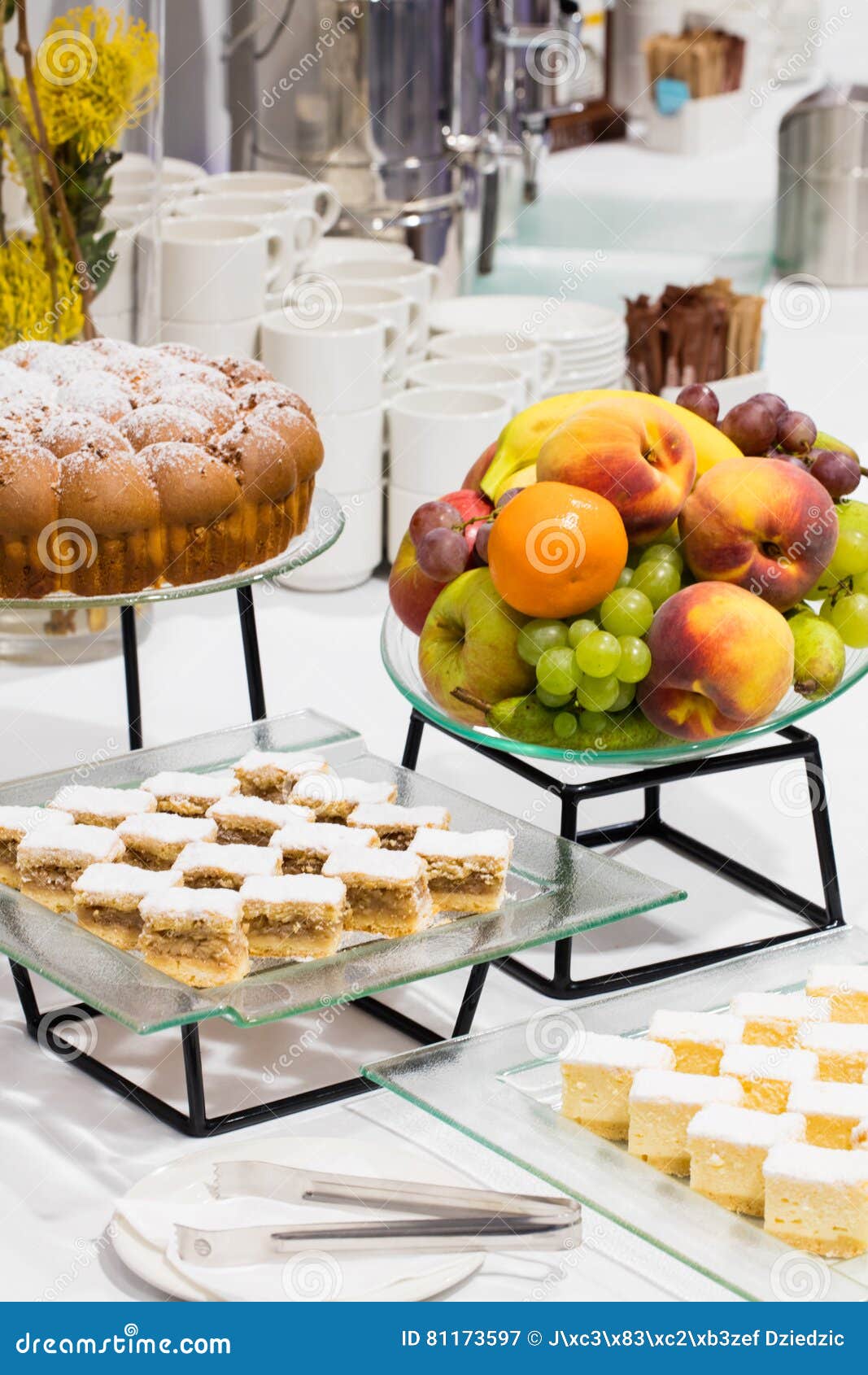Table with Sweets for Guests Stock Image - Image of fruit, coffee: 81173597