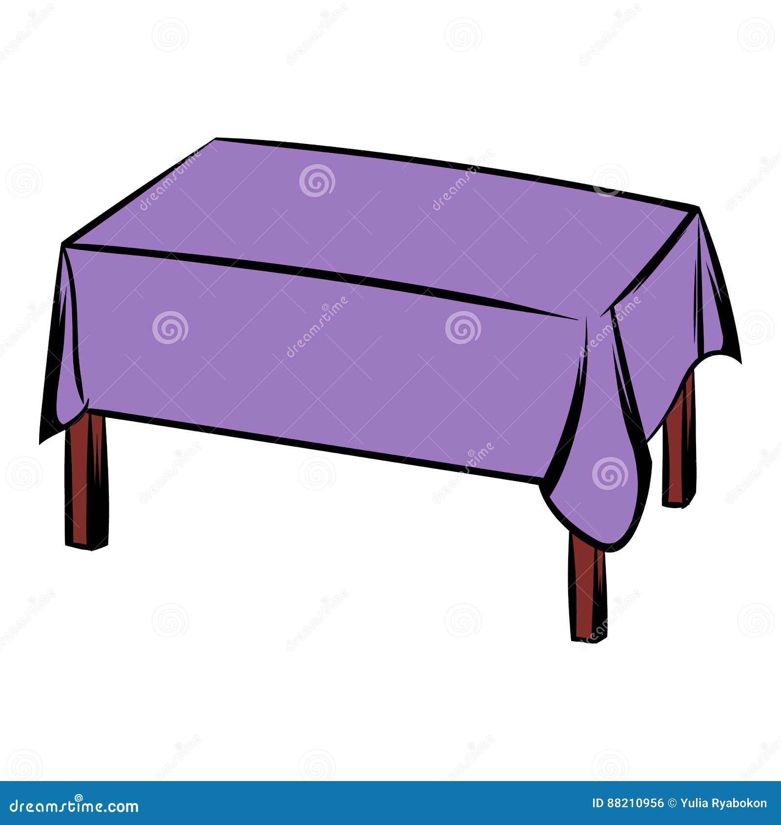Table with Tablecloth Icon Cartoon Stock Vector - Illustration of lunch ...