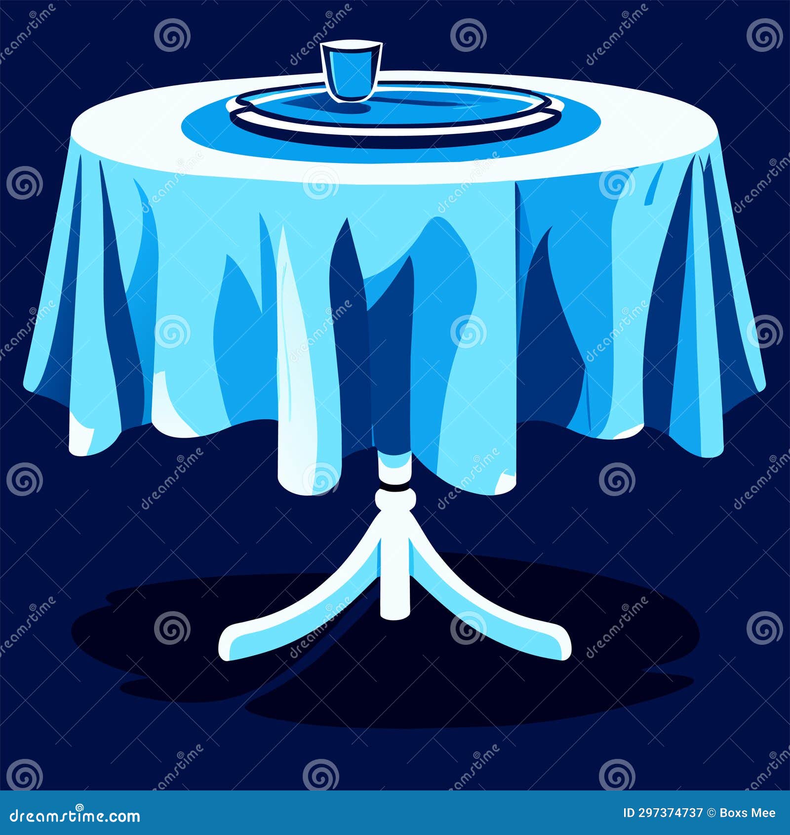 Table with a Tablecloth. Vector Illustration on a Blue Background Stock ...