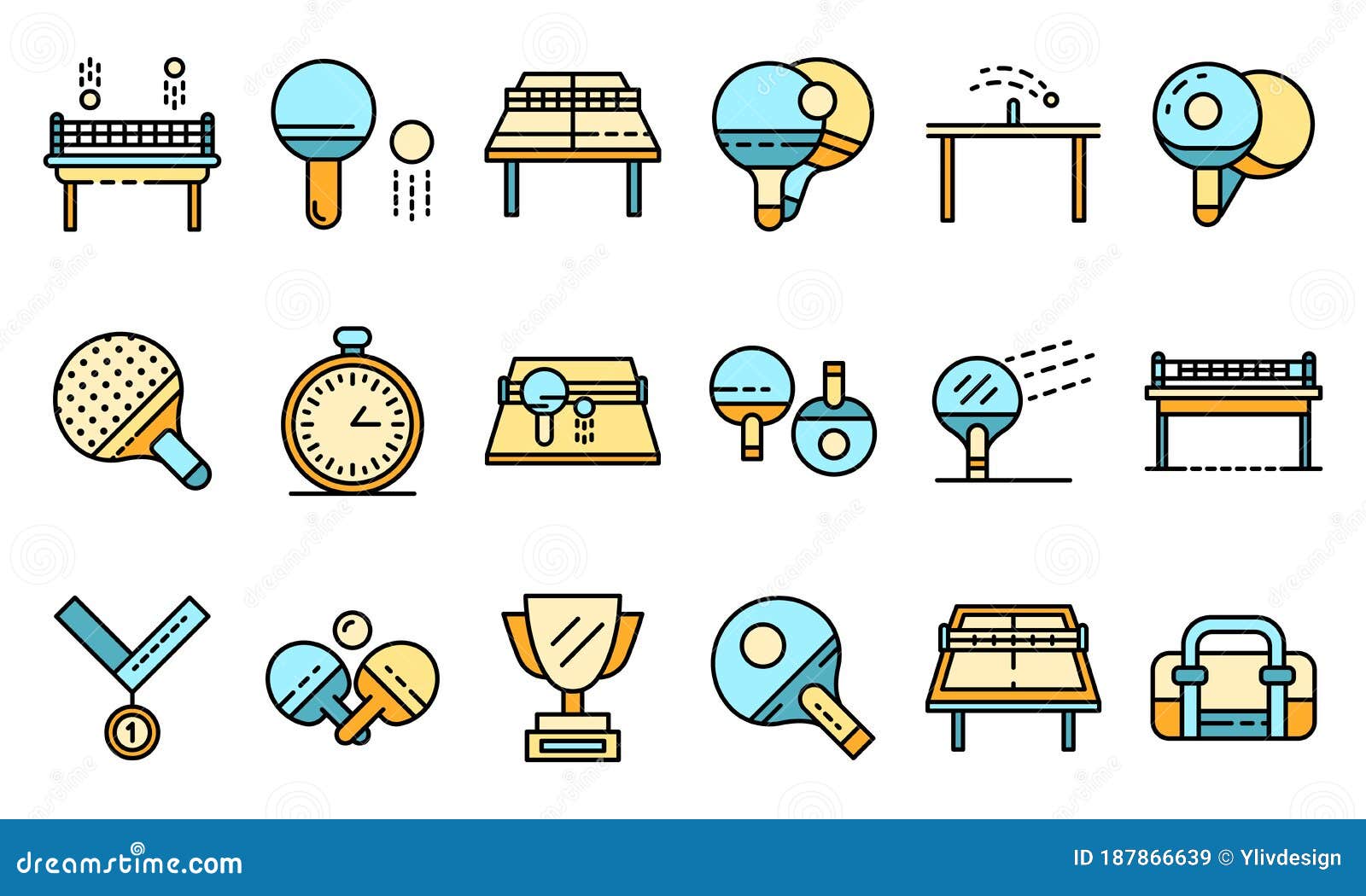 Table Tennis Icons Set Vector Flat Stock Vector - Illustration of ...