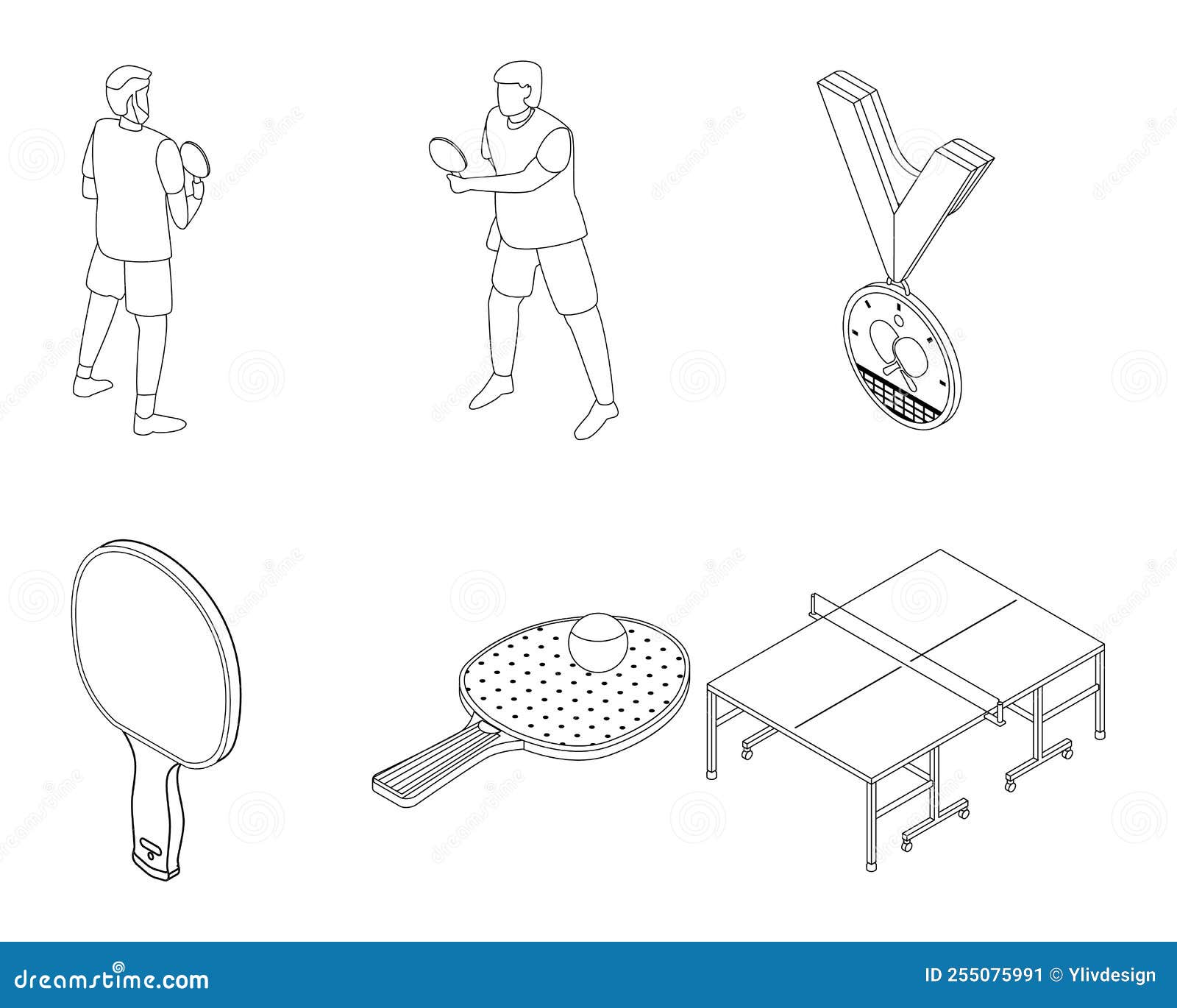 Table Tennis Icons Set Vector Outline Stock Illustration - Illustration ...