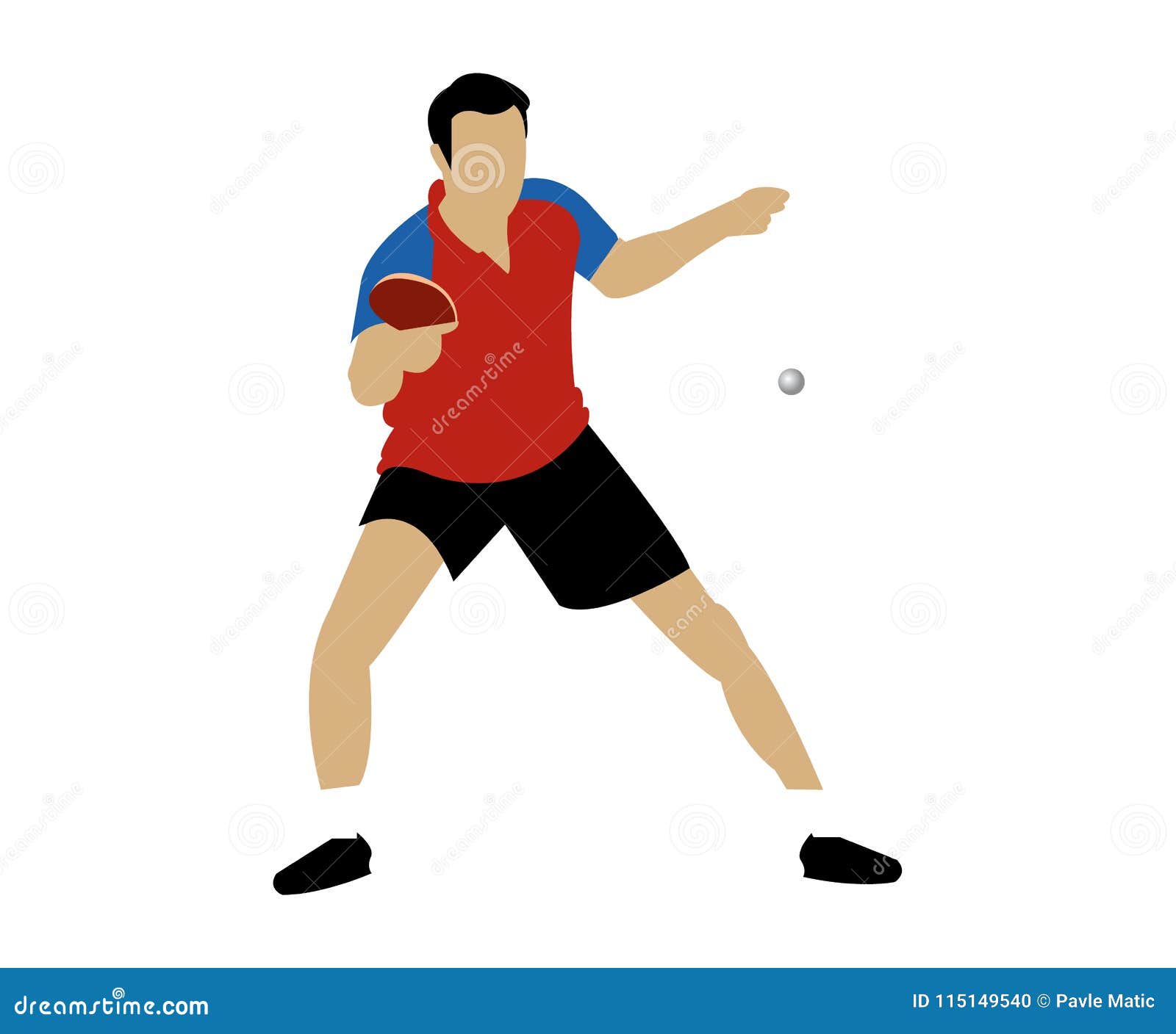 Table Tennis Player with a Ball Stock Vector - Illustration of football ...