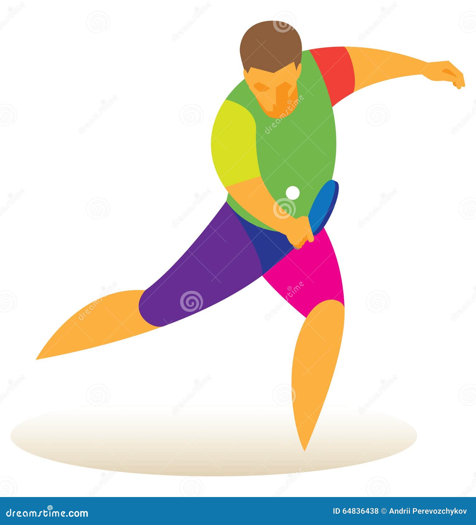 Table Tennis Player Takes A Curve Ball Vector Illustration ...