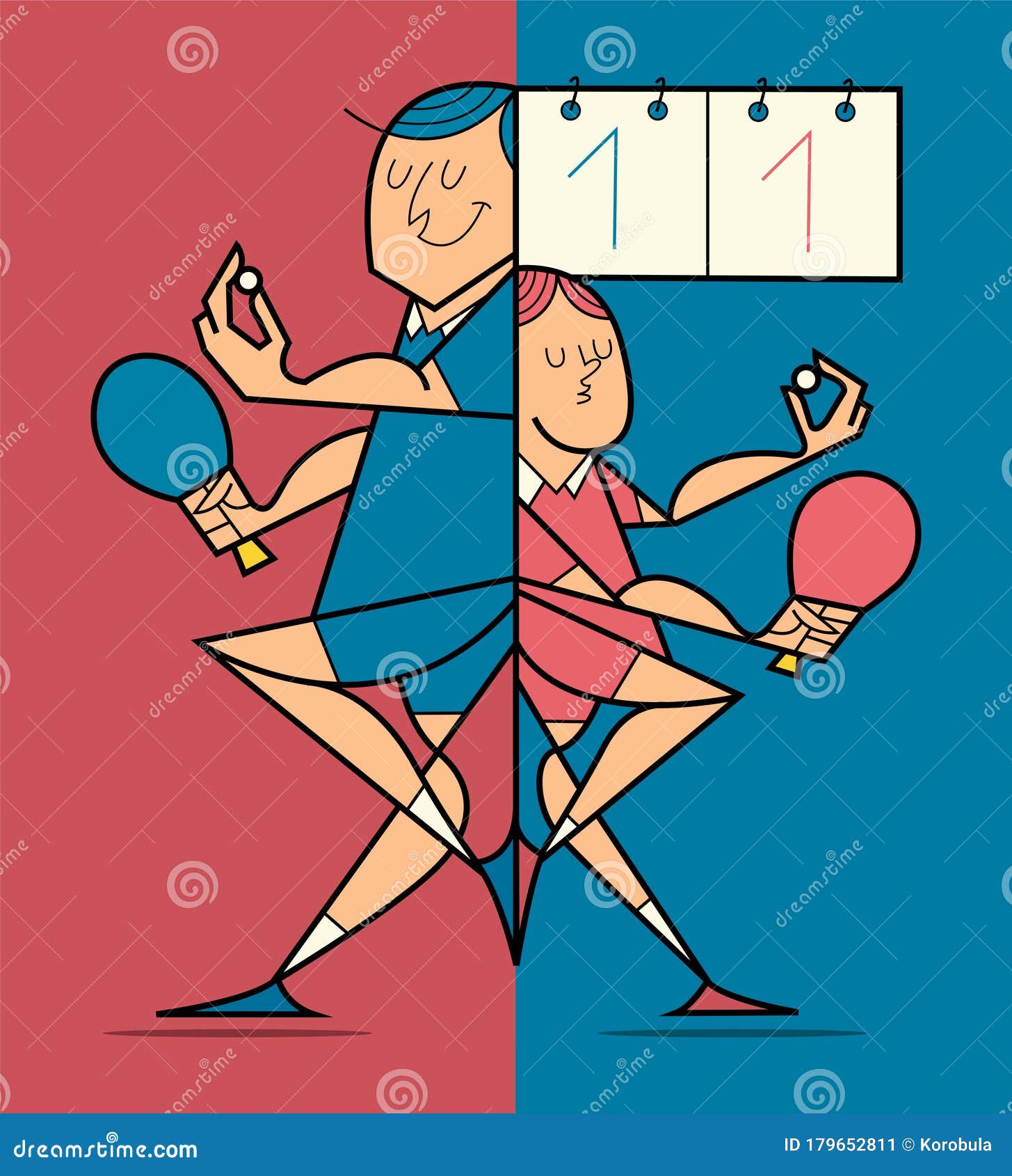Table Tennis Players, Vector Illustration Stock Vector - Illustration ...
