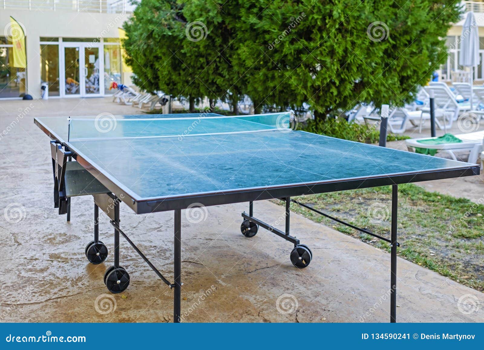 Table for Table Tennis by the Pool 1 Stock Image - Image of horizontal ...