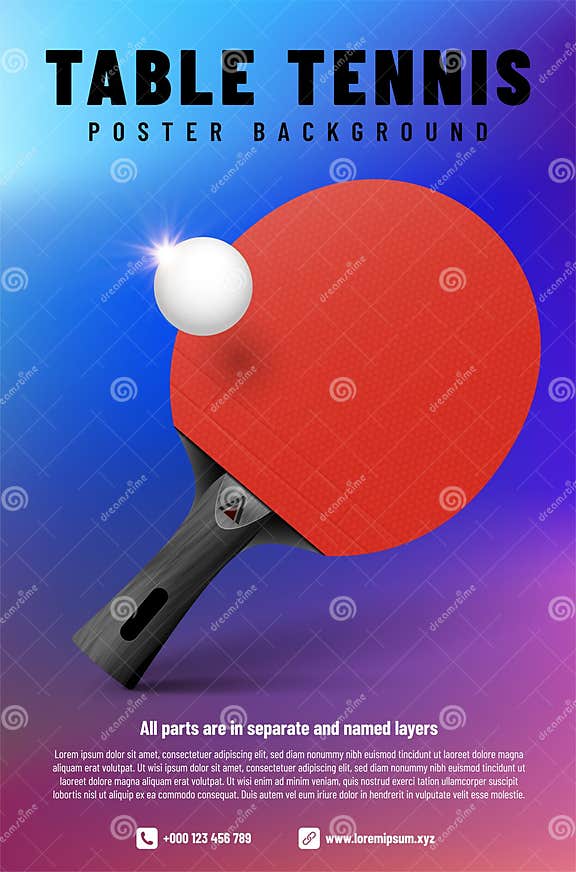 Table Tennis Poster Template with Racket and Ball with Shiny Flash ...