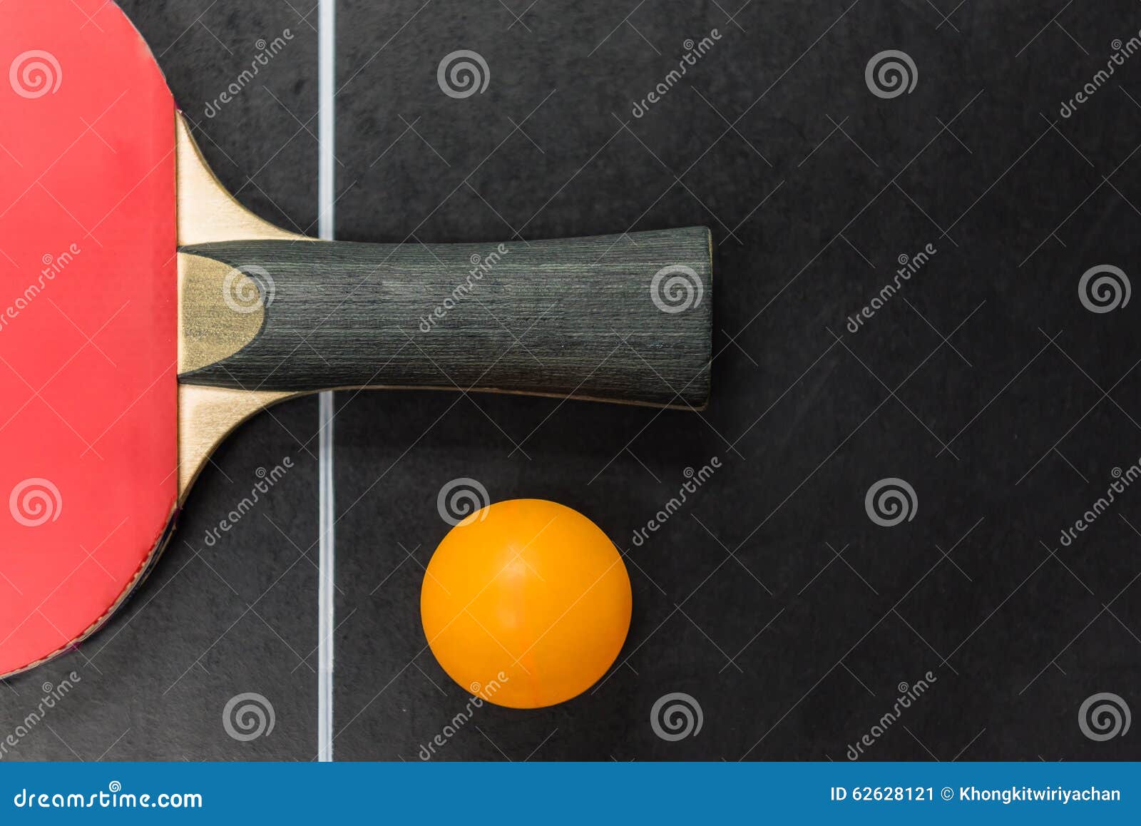 Table Tennis Racket with Ball on Black Table Stock Image - Image of ...