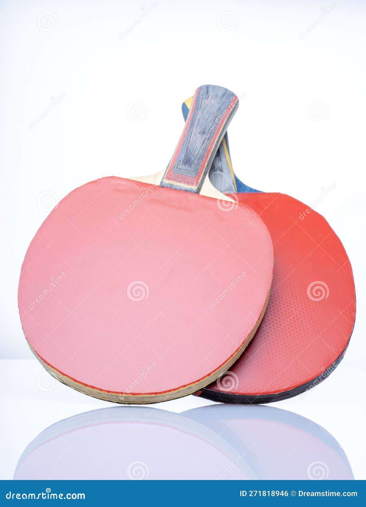 Table Tennis Racket is Isolated on a White Background with Reflection ...