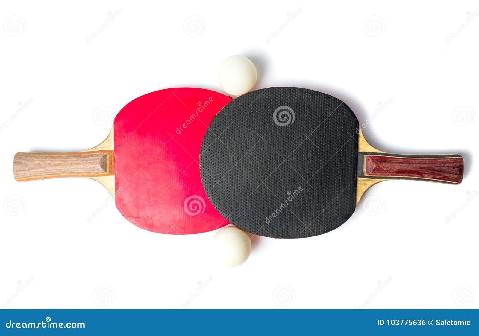 Table Tennis Rackets and a Ball Isolated Stock Photo - Image of black ...
