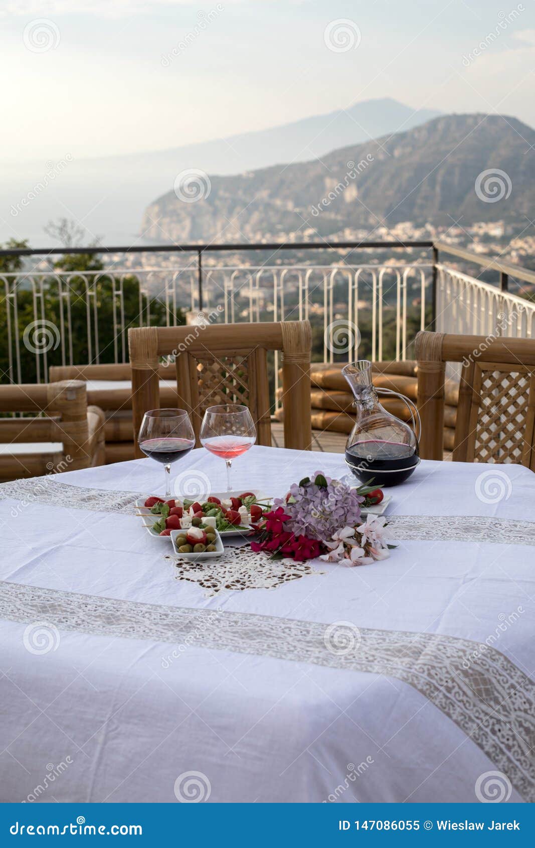 Table on the Terrace Prepared for a Romantic Dinner Overlooking the ...